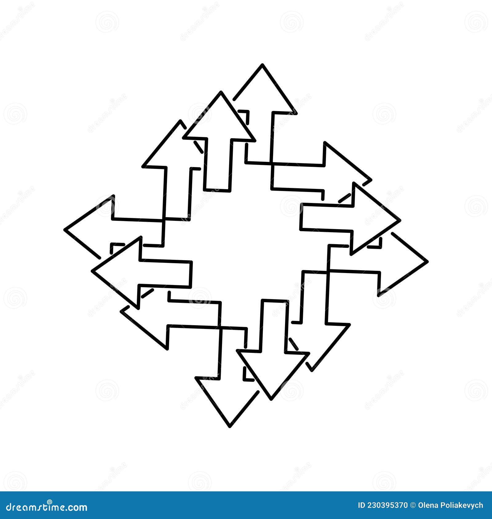 Black Arrows Outward Icon. Navigation Pointer. Cursor Sign. Abstract ...