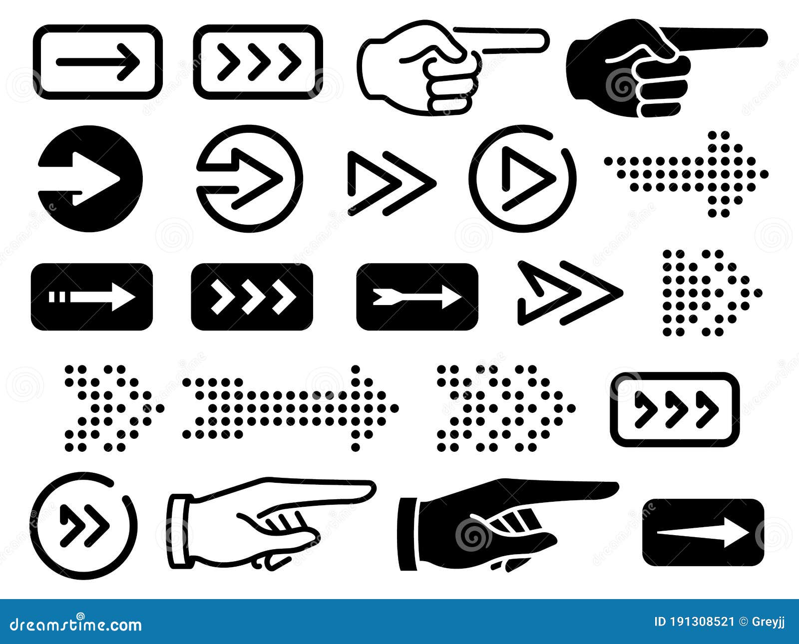 Black Arrows and Pointers in Different Styles Stock Vector ...