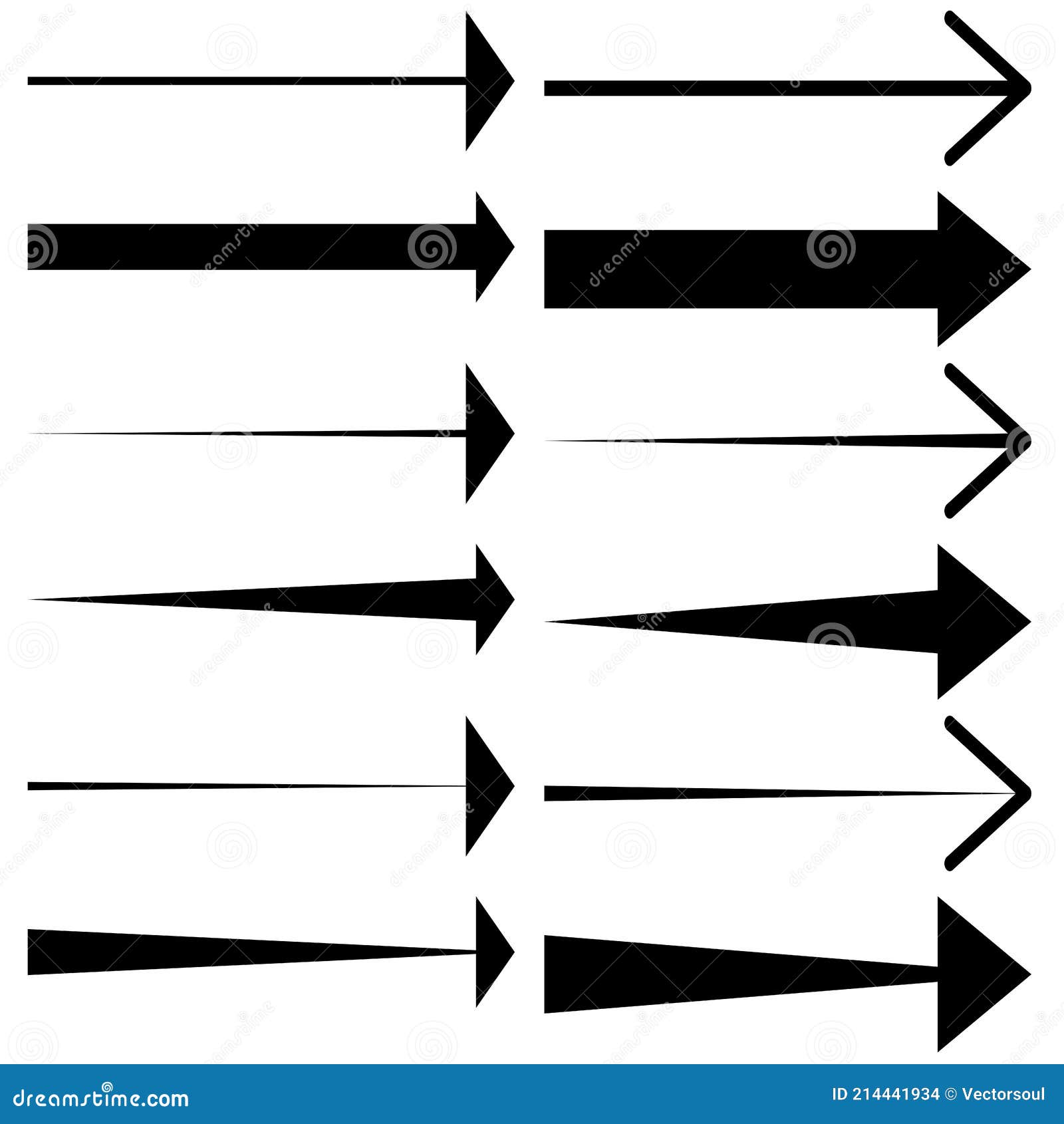 Black Arrows Pointing Right. Arrow Shape Element Set Stock Vector ...