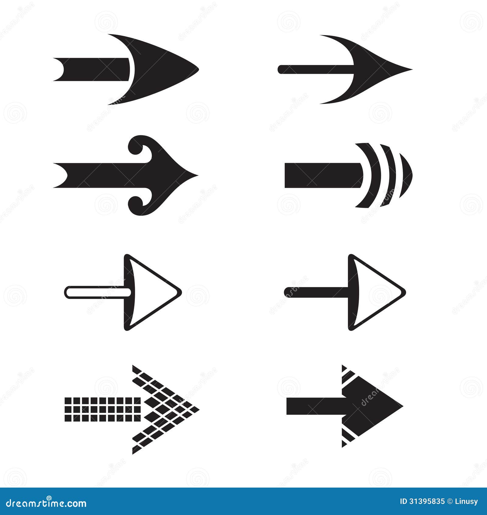 Black arrows stock vector. Illustration of arrowheads - 31395835