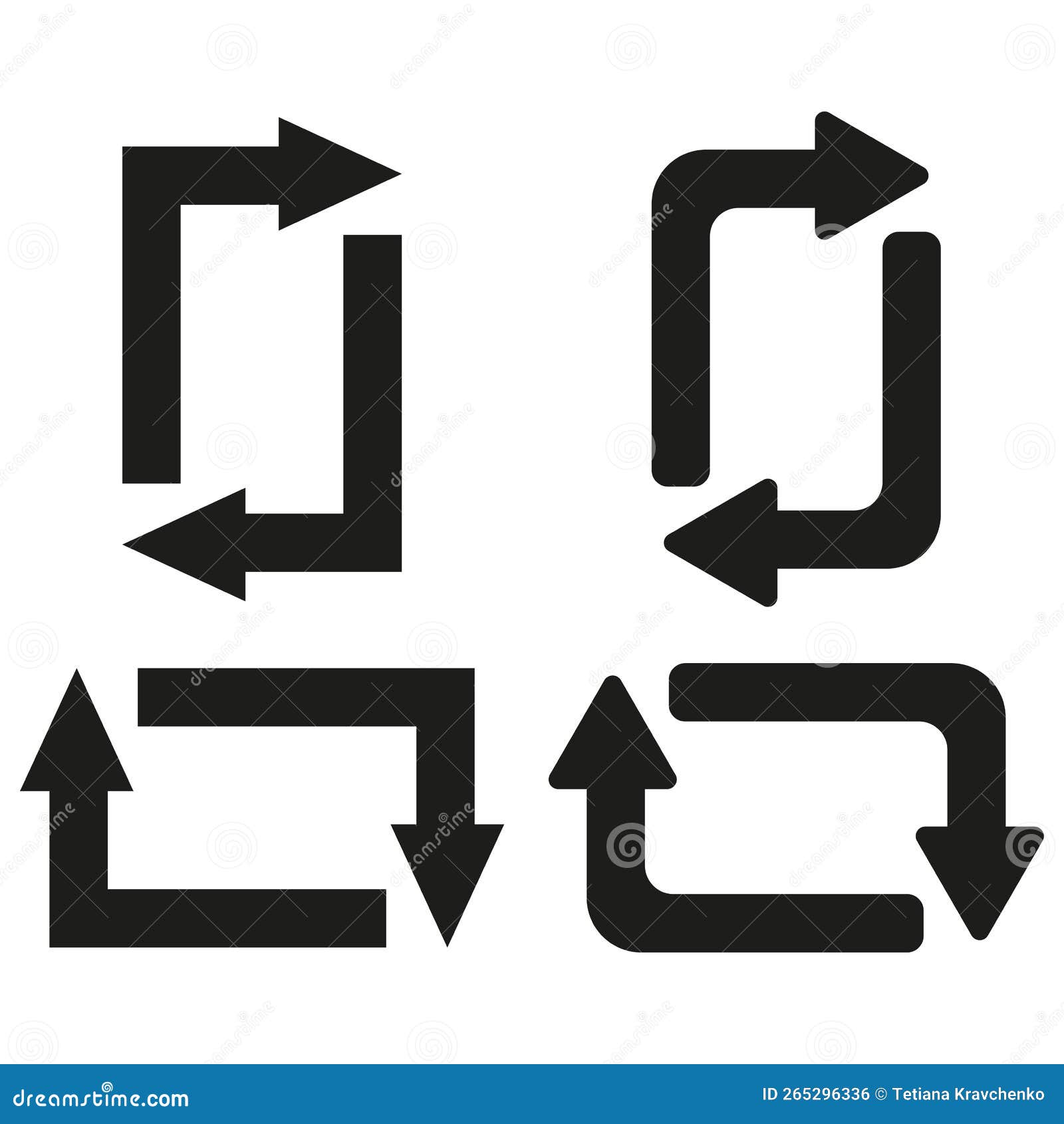 Black Arrows Shapes. Reload Symbol. Arrow Rectangles. Vector ...