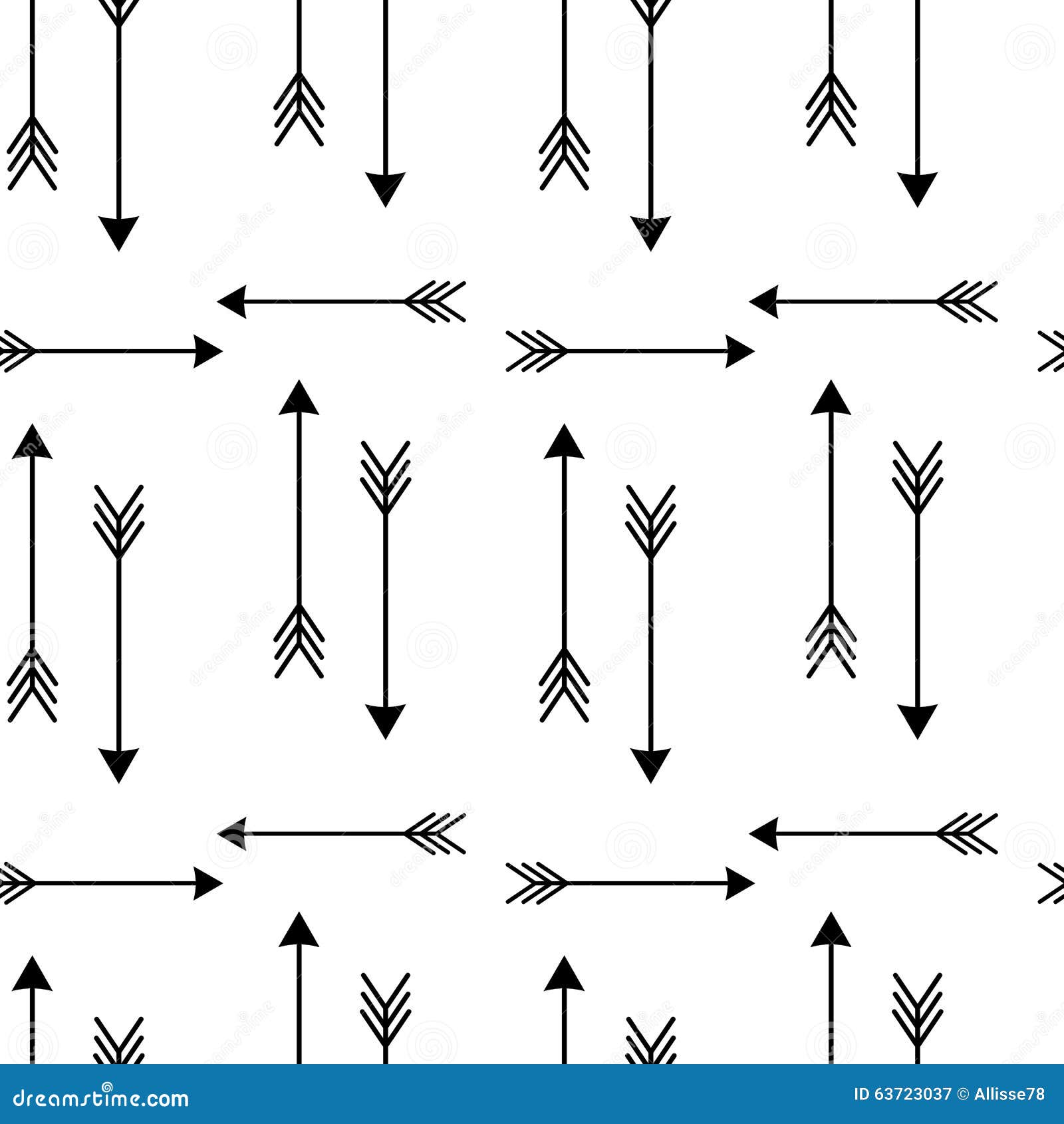 Black Arrows on White Background Seamless Pattern Illustration Stock ...