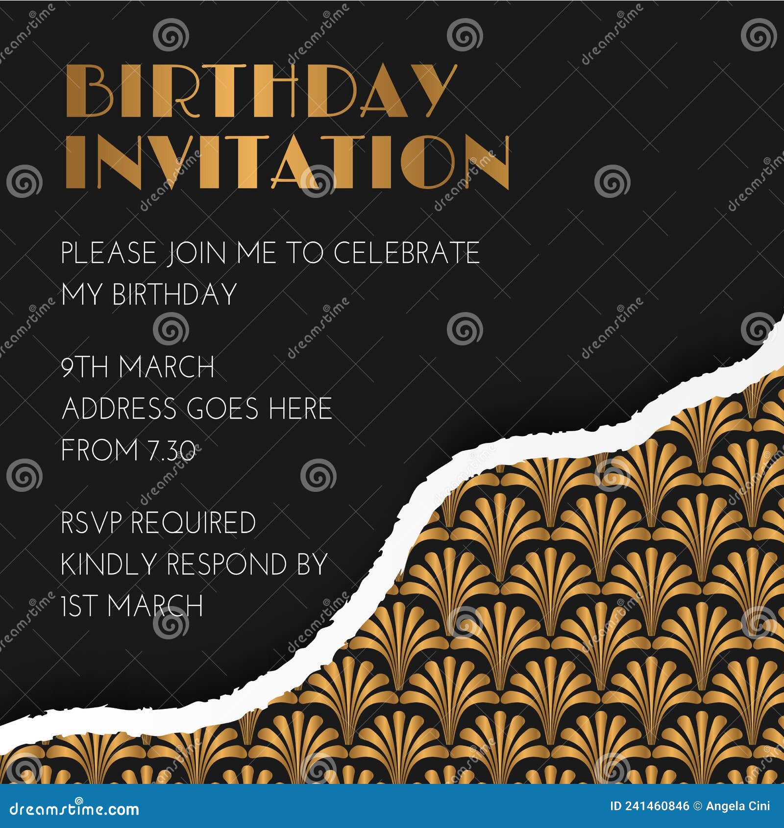 Black Art Deco Great Gatsby Style Invitation Design Stock Vector ...