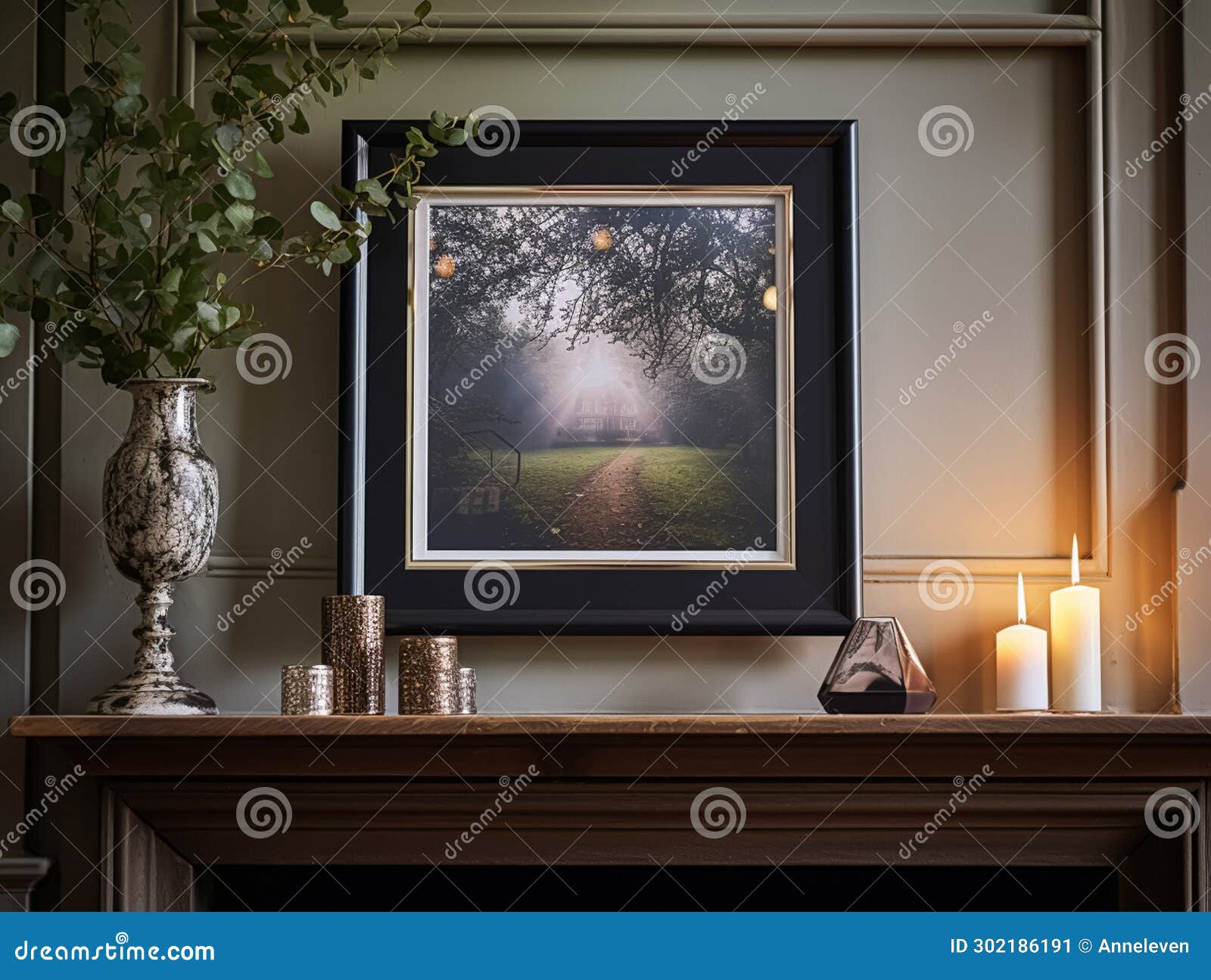 Black Art Frame in the Elegant Interior, Wall and Home Decor Stock ...