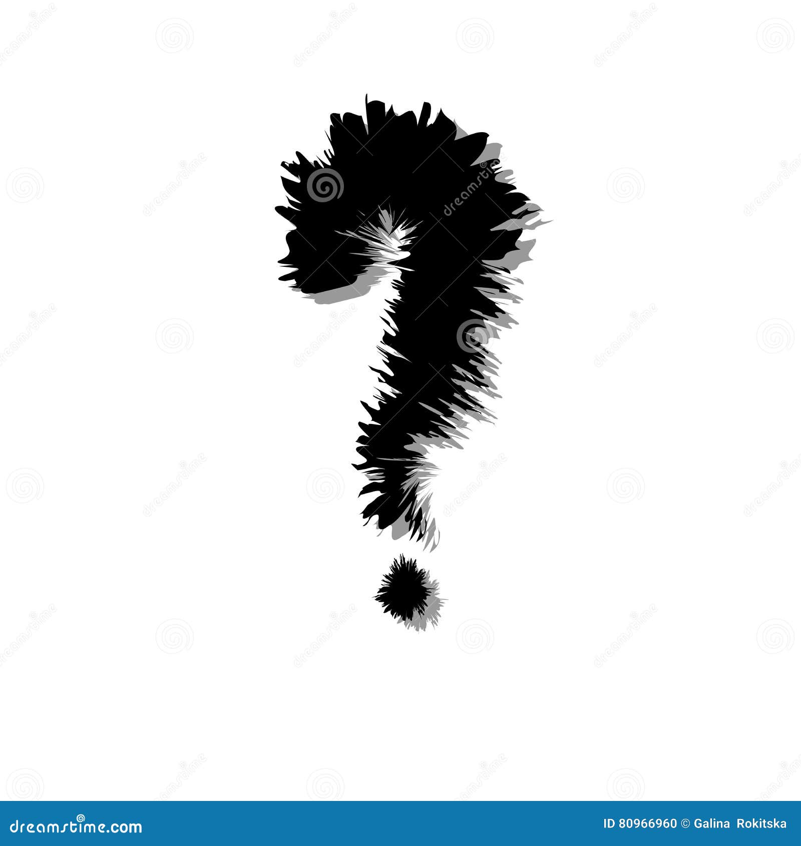 Black Art Question Mark Sign Icon with Shadow, Illustration. Flat ...