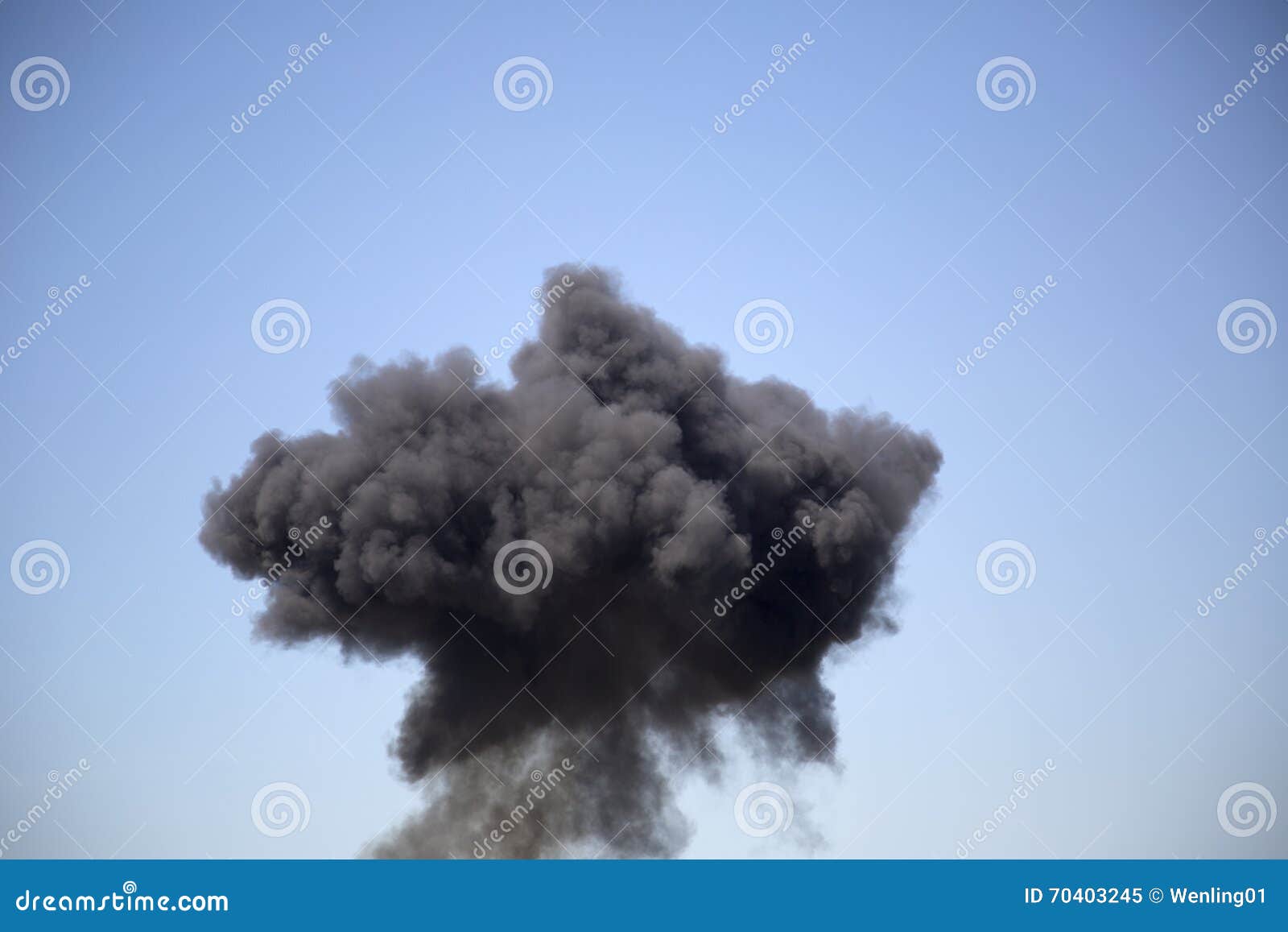 Black Artificial Smoke in the Blue Sky Stock Image - Image of black ...