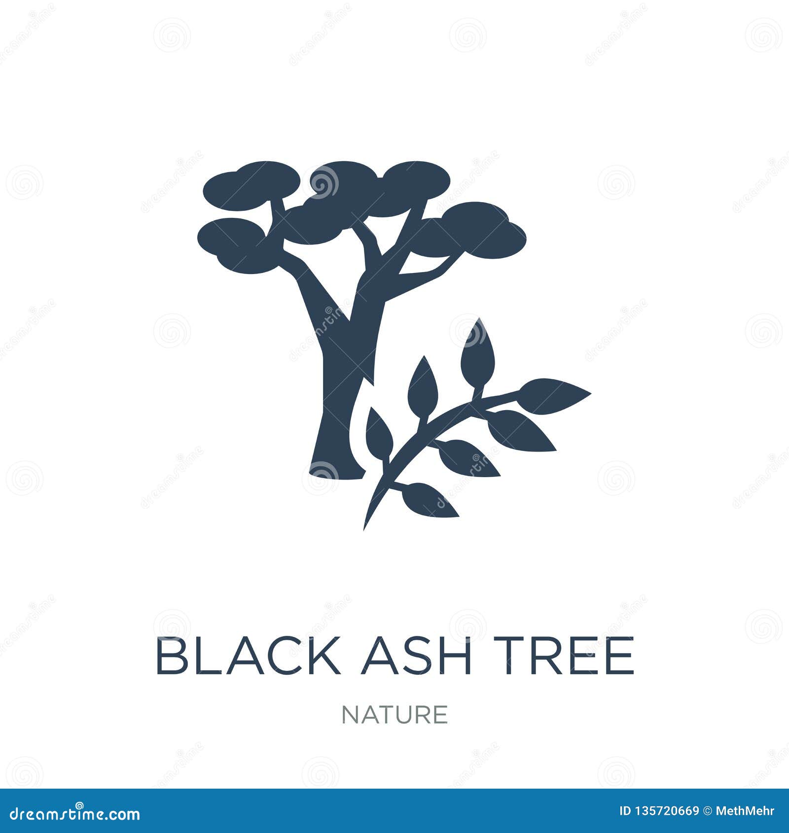 Black Ash Tree Icon in Trendy Design Style. Black Ash Tree Icon ...