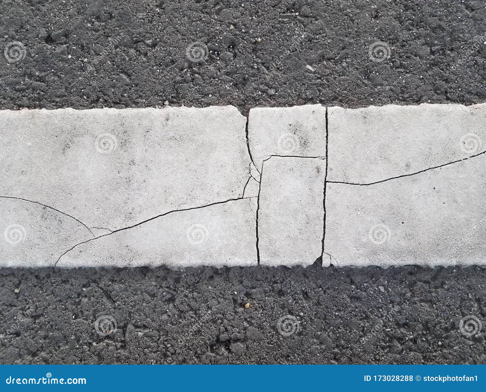 Black Asphalt with Broken White Paint Line Stock Photo - Image of worn ...