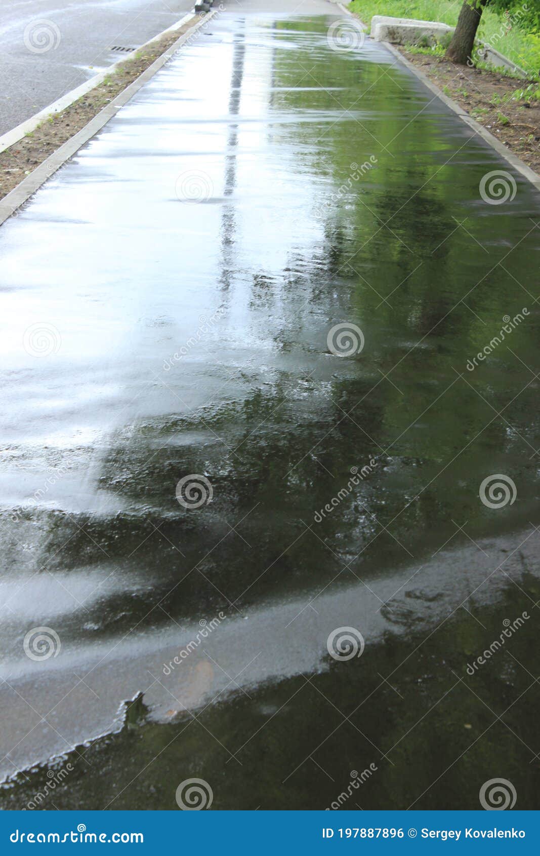 Water on the Asphalt. Russia. Stock Photo - Image of reflection, russia ...
