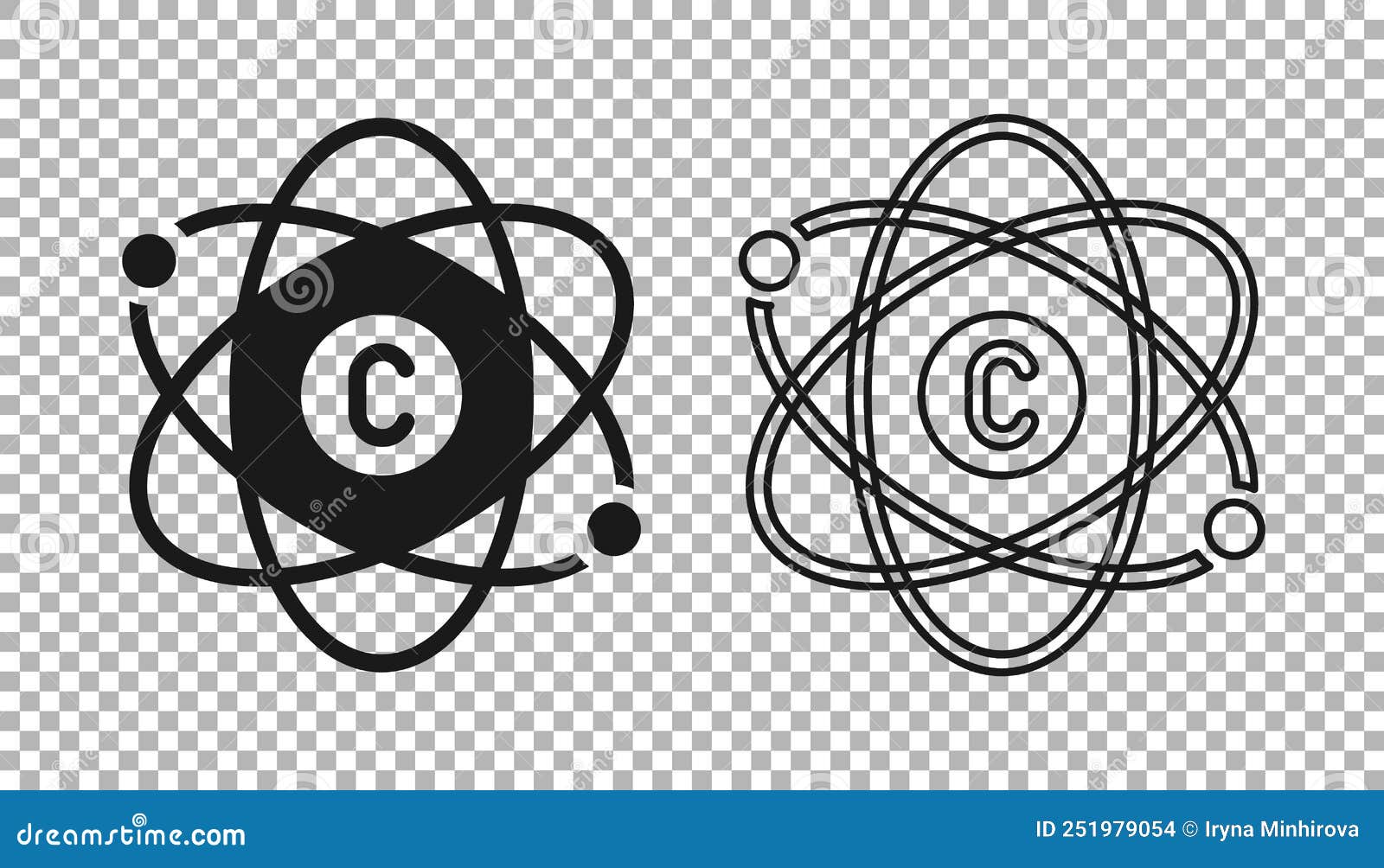 Black Atom Icon Isolated on Transparent Background. Symbol of Science ...