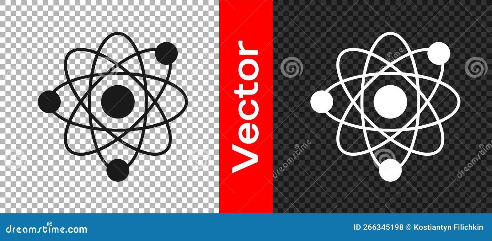 Black Atom Icon Isolated on Transparent Background. Symbol of Science ...