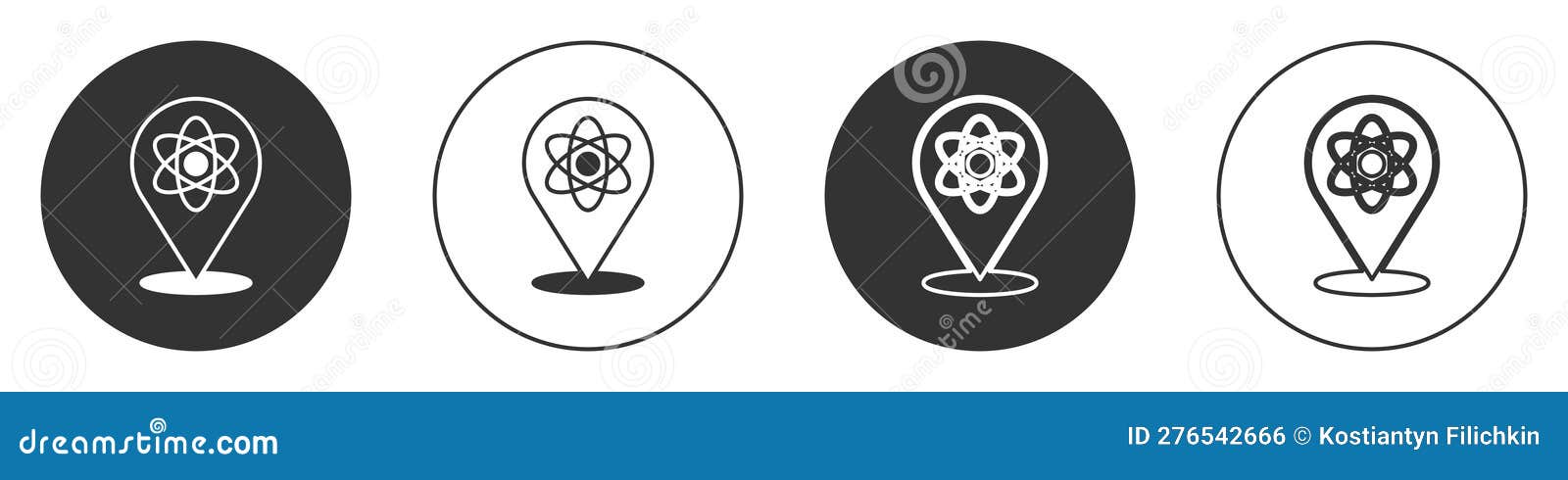 Black Atom Icon Isolated on White Background. Symbol of Science ...