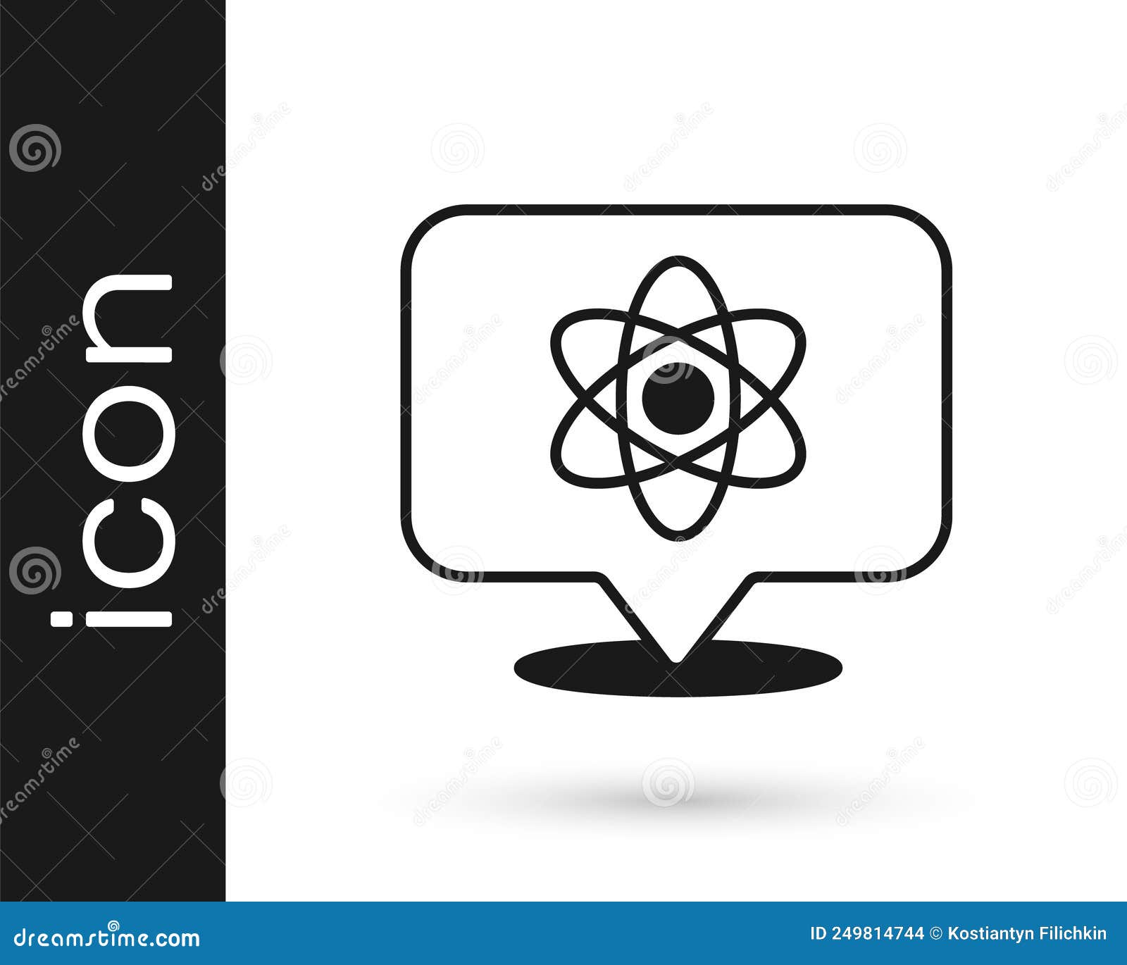 Black Atom Icon Isolated on White Background. Symbol of Science ...