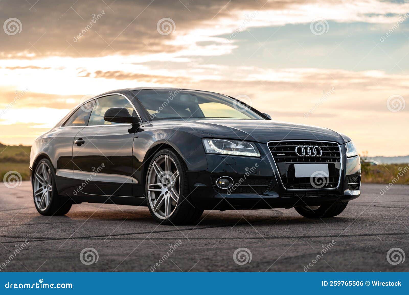 Black Audi A5 Under the Sunset Light Editorial Photo - Image of vehicle ...