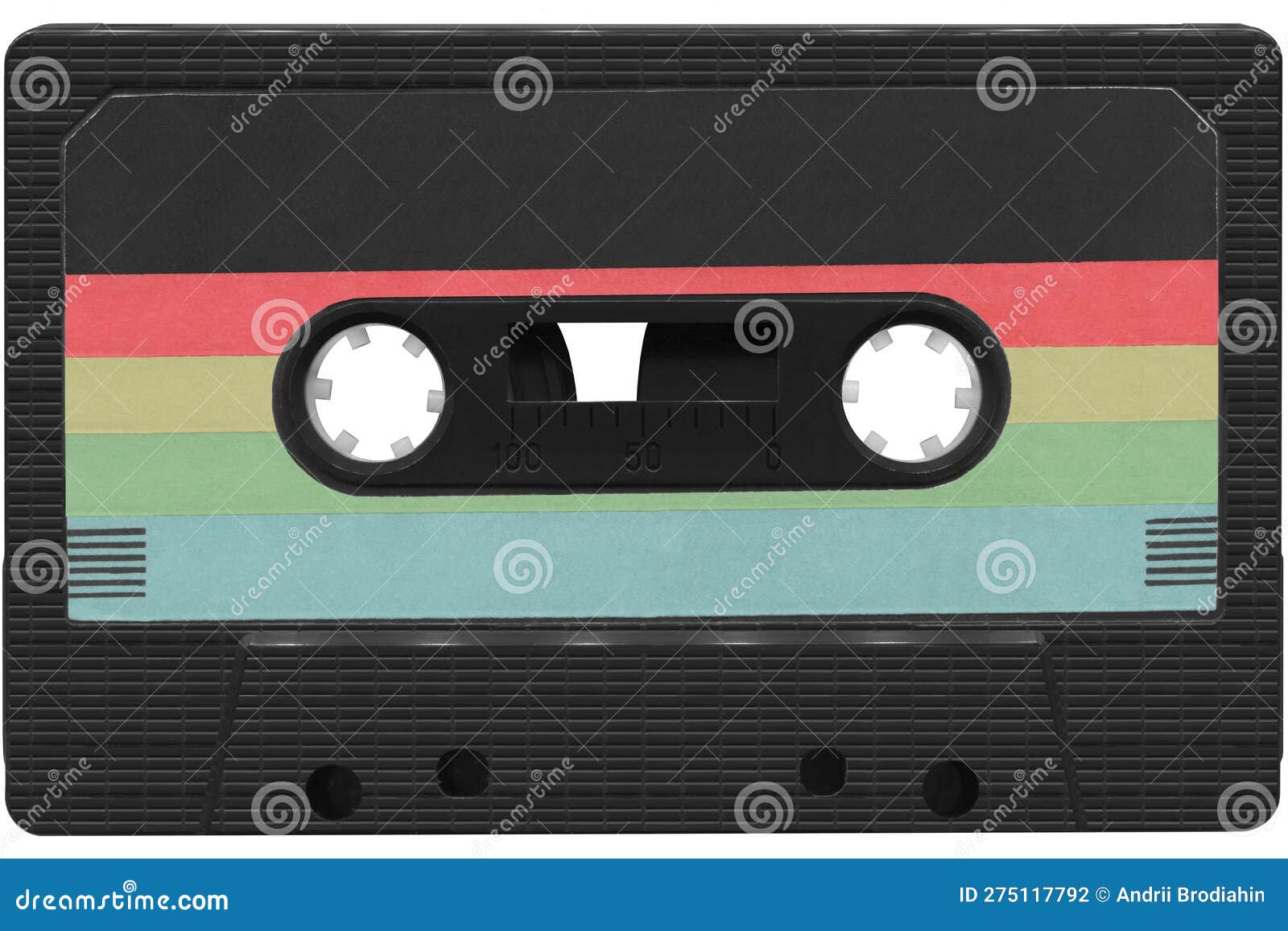 Black Audio Cassette with a Colored Label Stock Photo - Image of ...