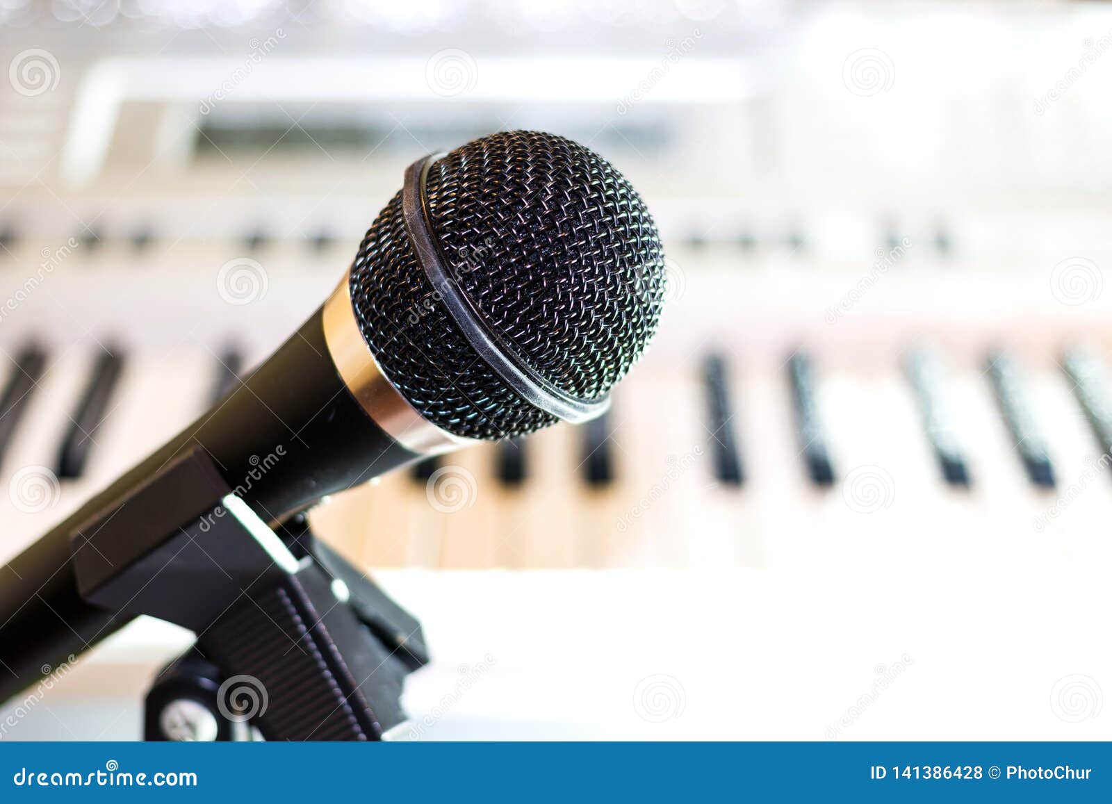 Black Audio Microphone on Rack Closeup Stock Photo - Image of rack ...