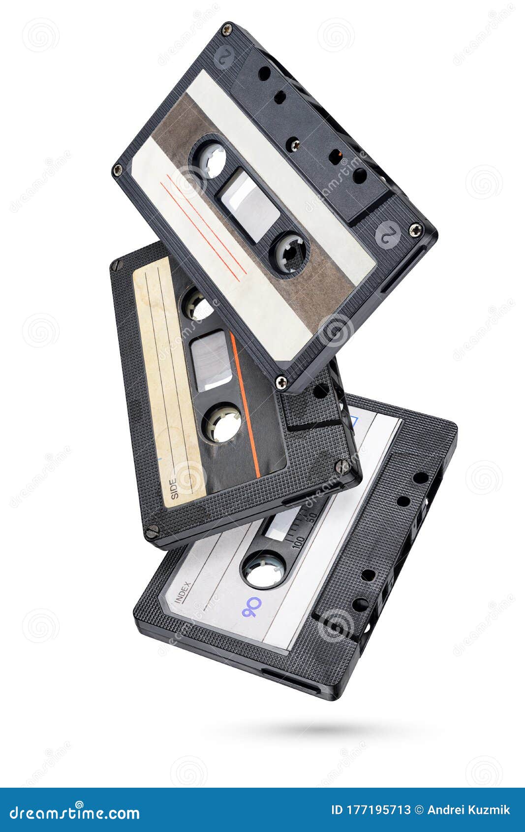Black Audio Tape Compact Cassettes Isolated on White Stock Image ...