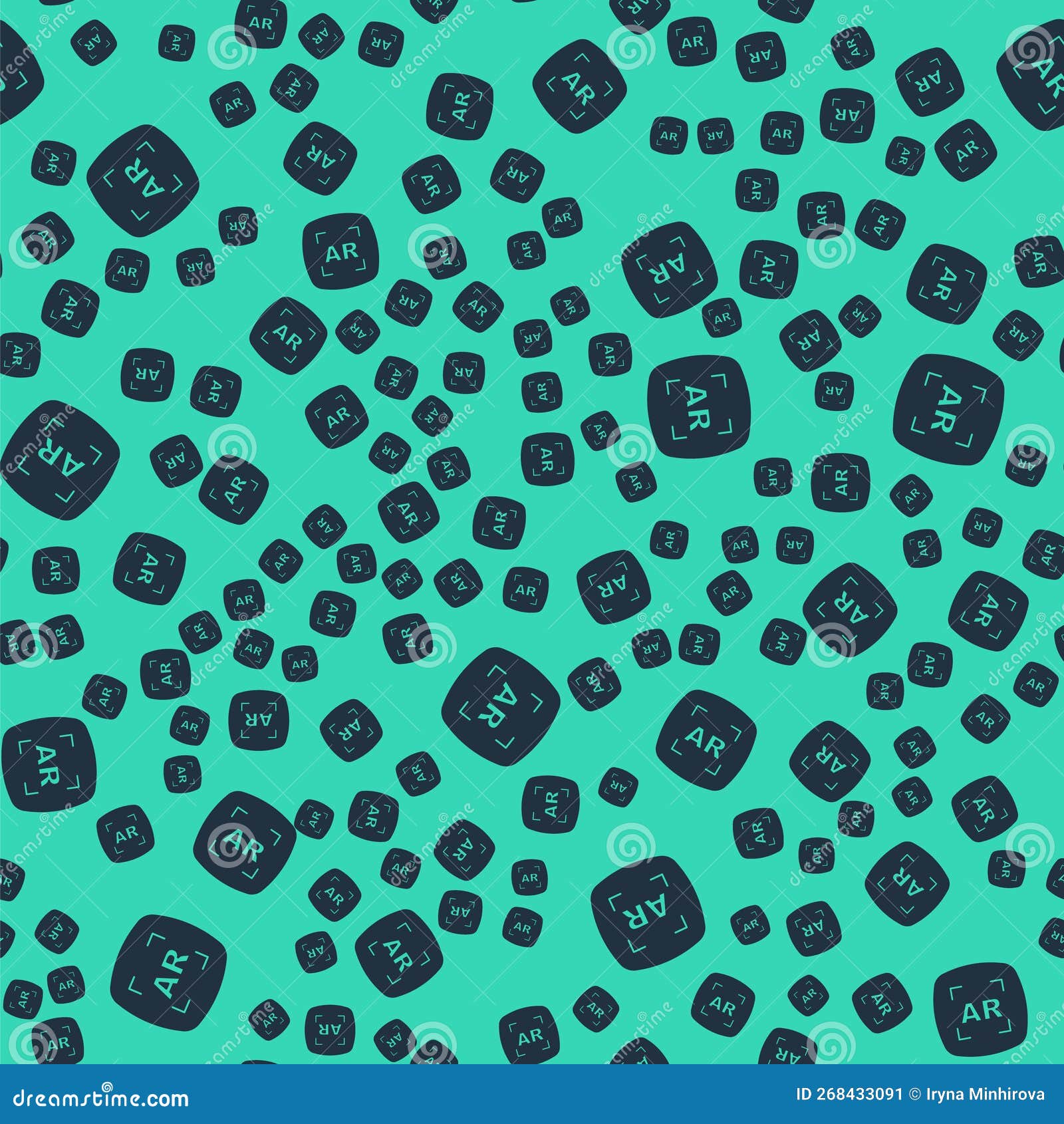 Black Augmented Reality AR Icon Isolated Seamless Pattern on Green ...