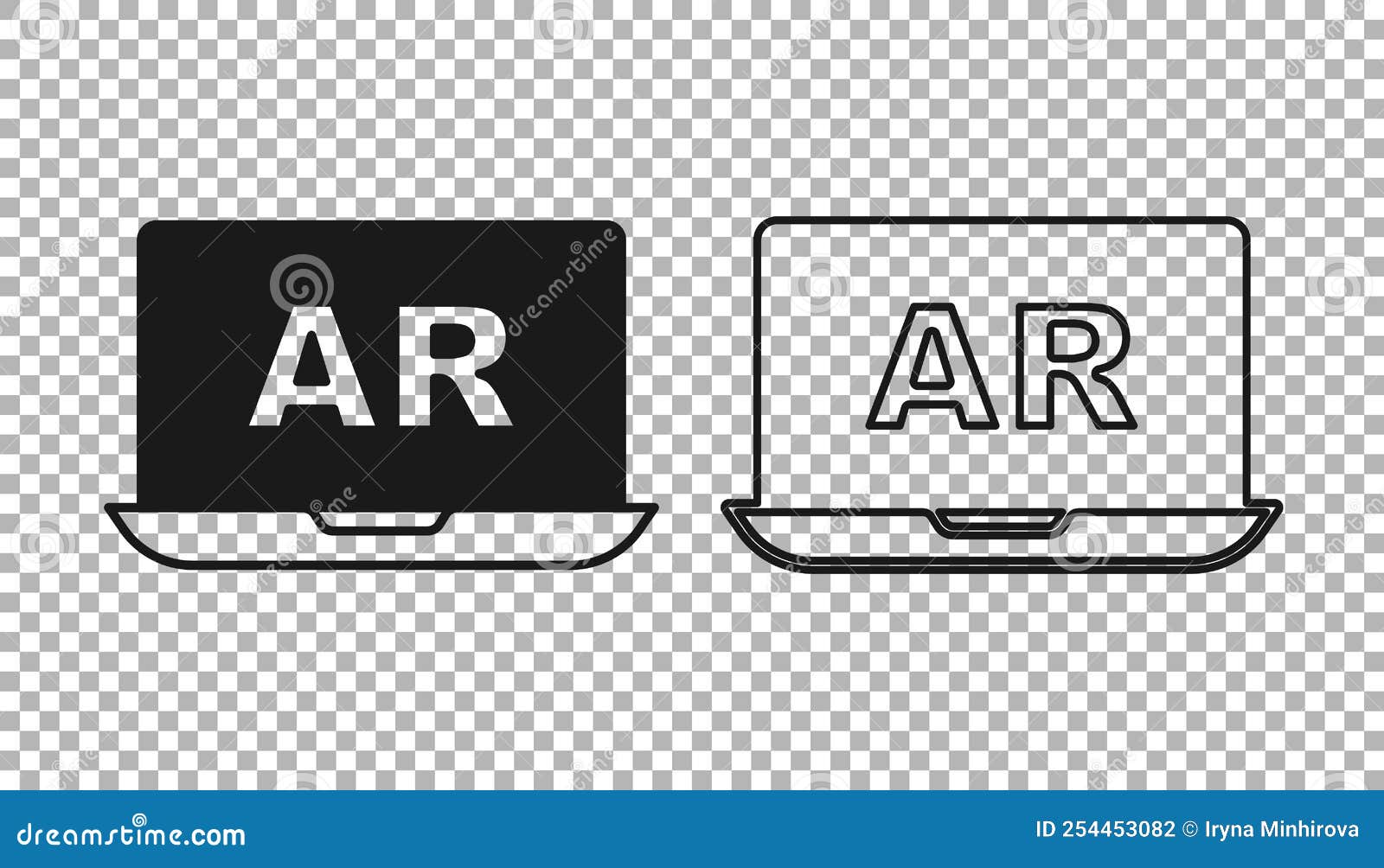 Black Augmented Reality AR Icon Isolated on Transparent Background ...