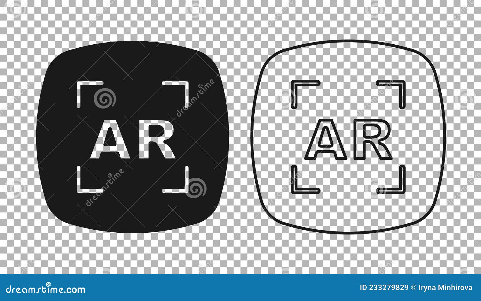 Black Augmented Reality AR Icon Isolated on Transparent Background ...