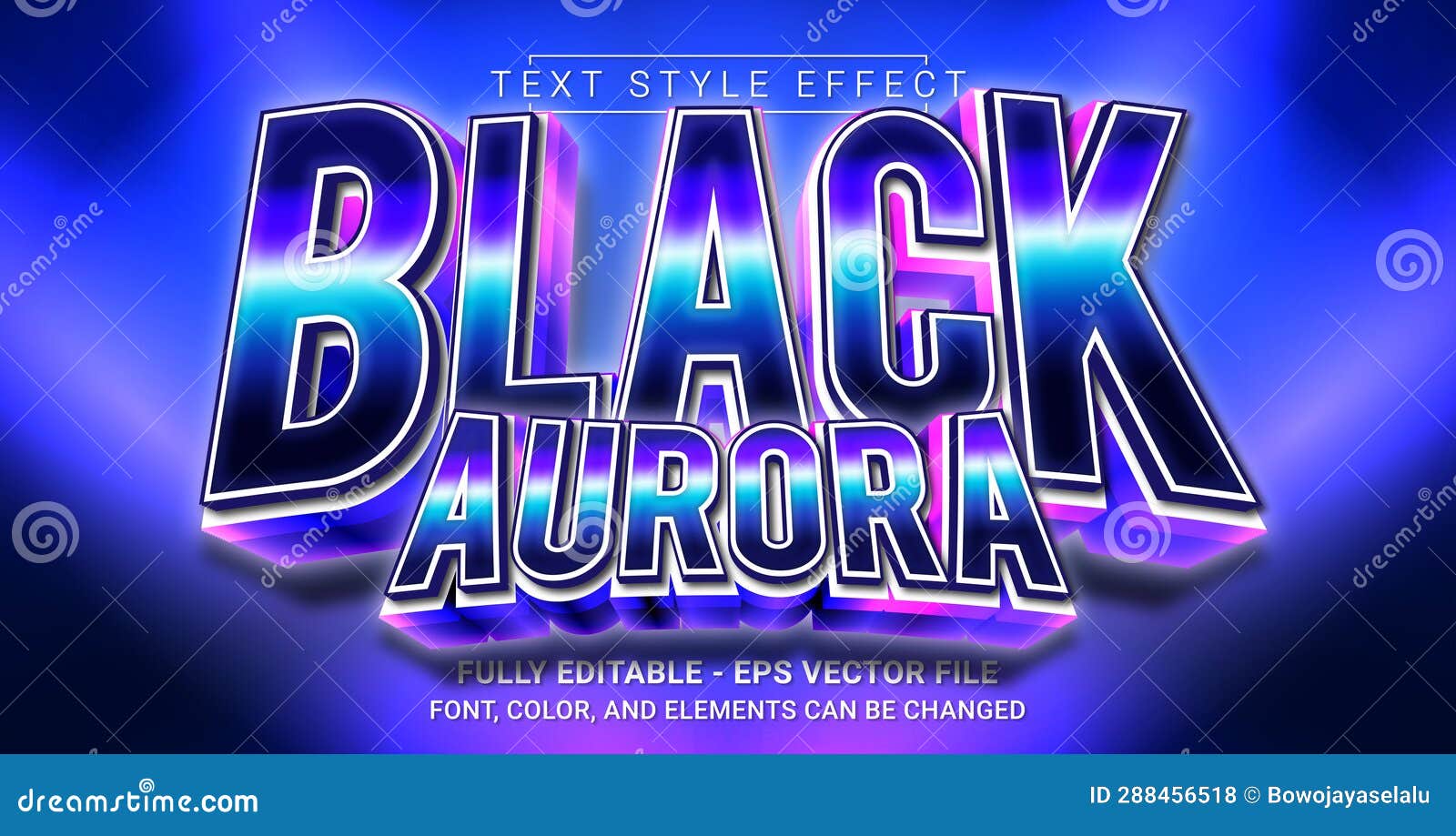 Black Aurora Text Style Effect. Editable Graphic Text Template Stock ...