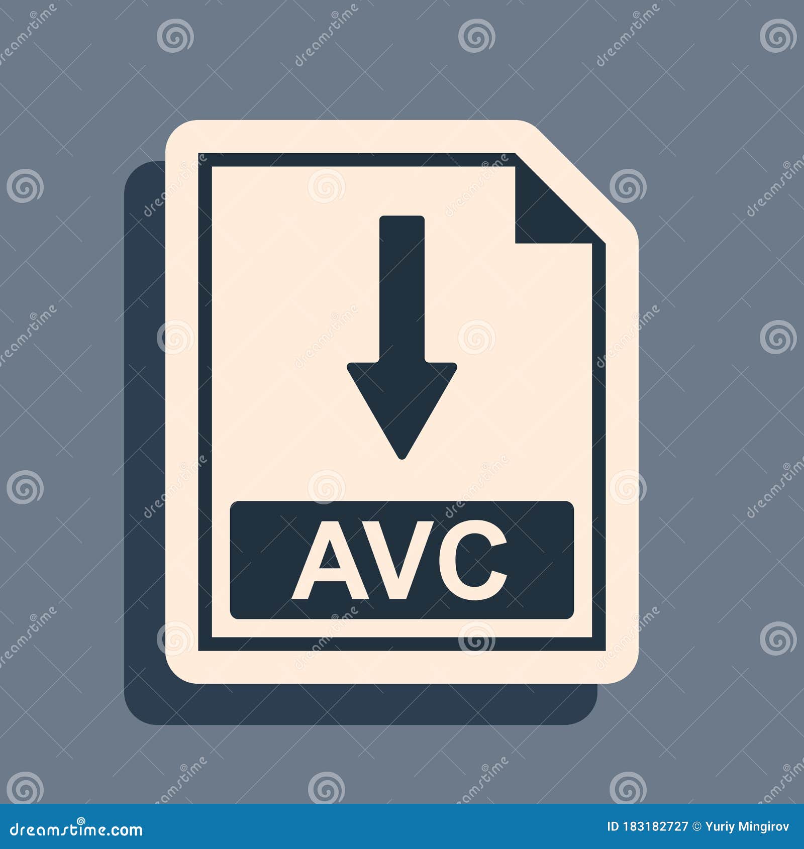 Black AVC File Document Icon. Download AVC Button Icon Isolated on Grey ...