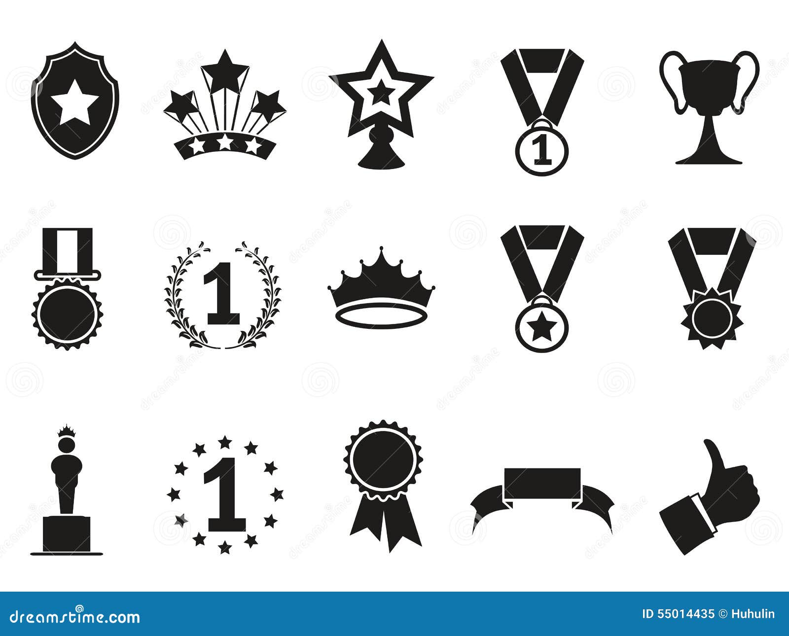 Black award icons set stock vector. Illustration of competition - 55014435