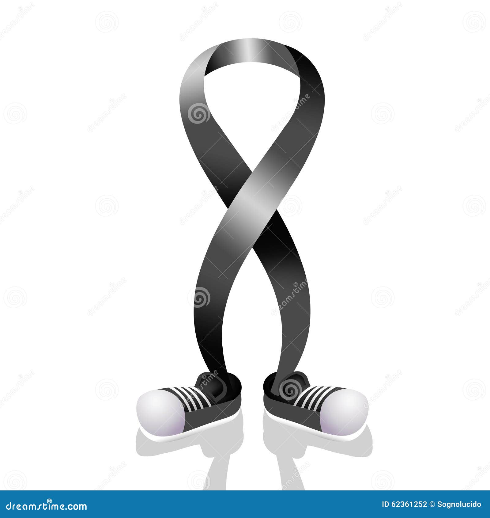 Black Awareness Ribbon with Shoes Stock Illustration - Illustration of ...