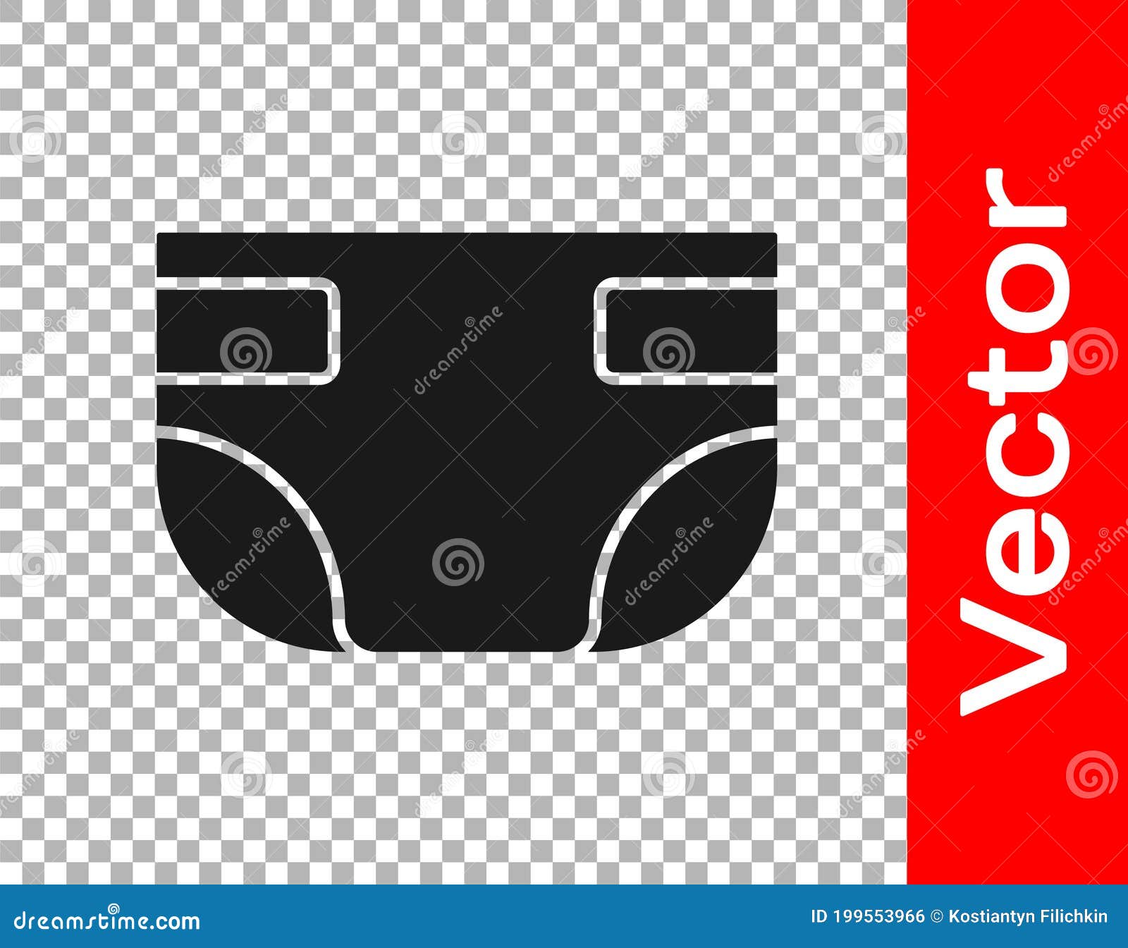 Black Baby Absorbent Diaper Icon Isolated on Transparent Background ...