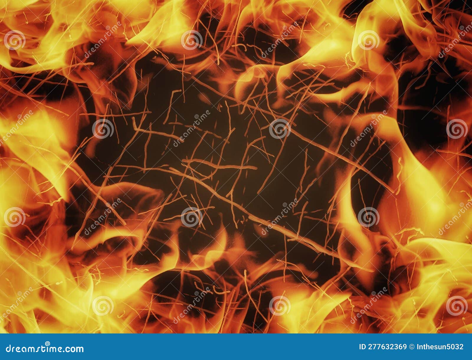 Burning Abstract Fire Flame and Black Background Stock Illustration ...