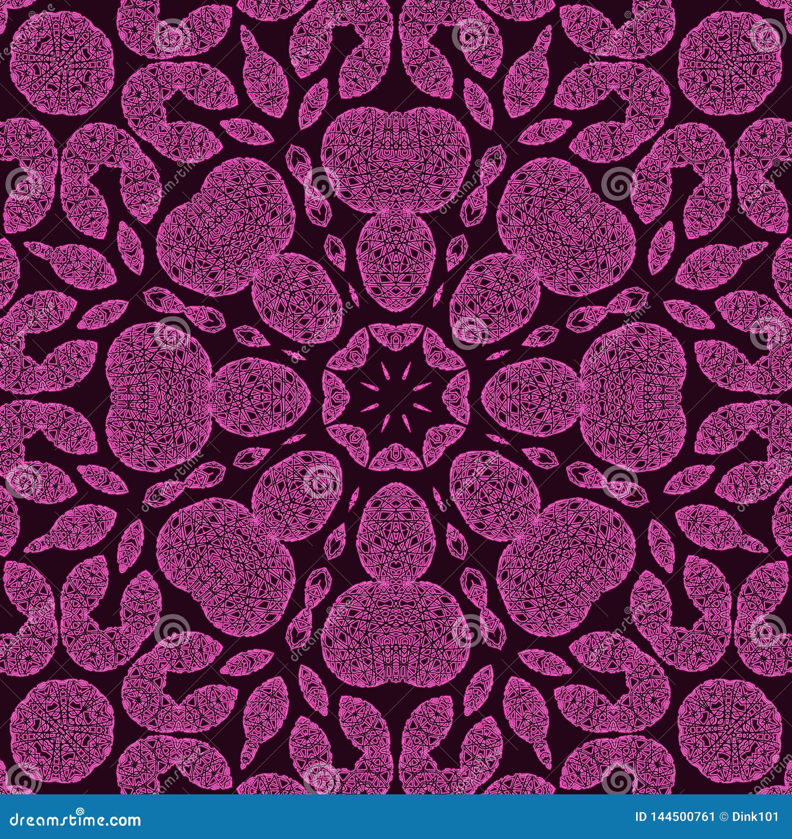 Abstract Pink Pattern on Black Stock Illustration - Illustration of ...