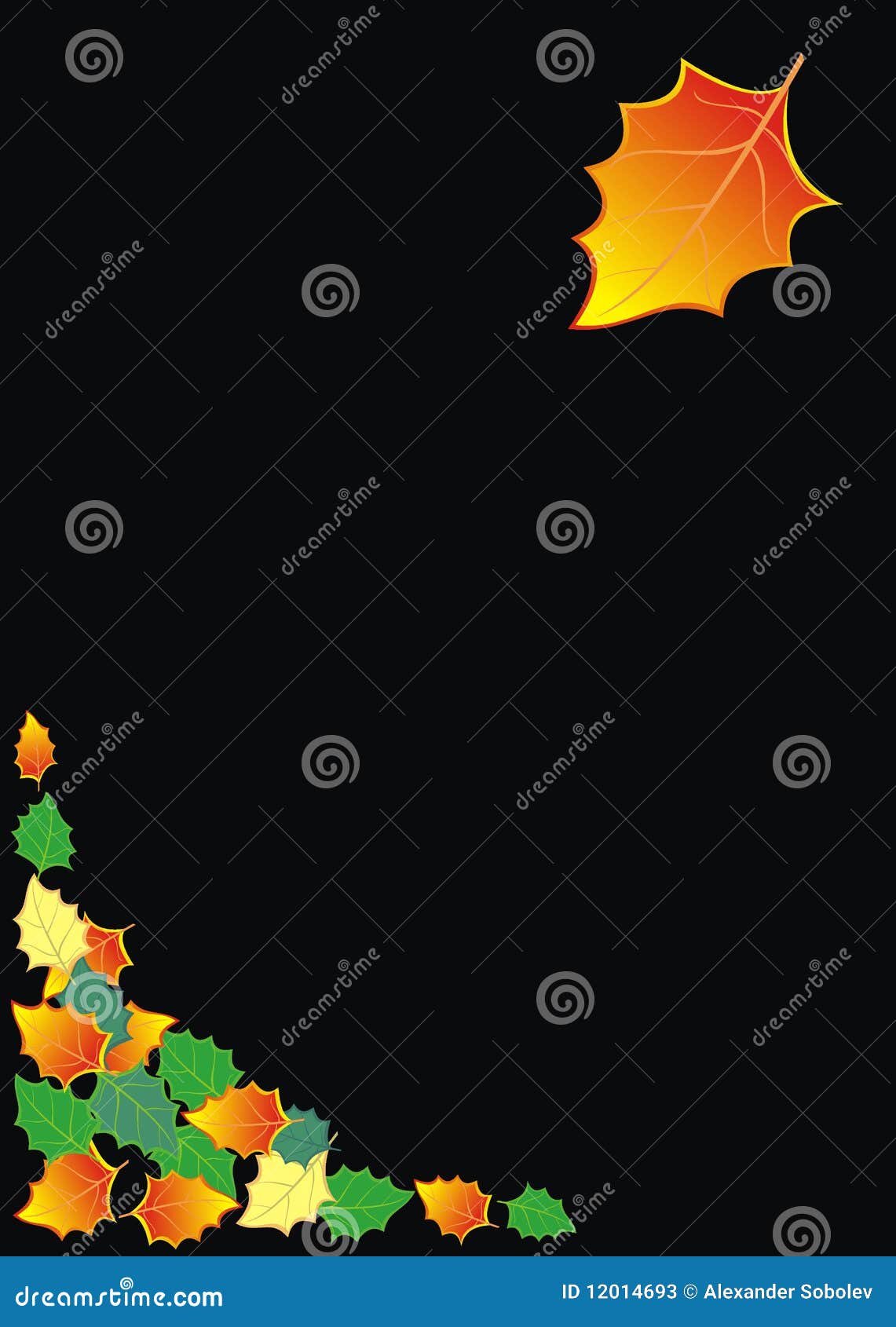 Black Background with Autumn Leaves Stock Vector - Illustration of ...