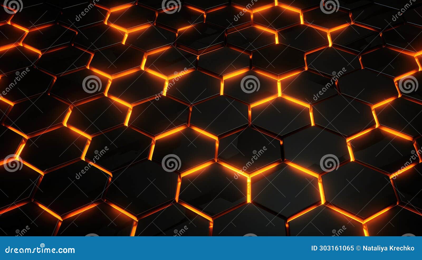 Black Background with Blue Neon Hexagon Grid. Glowing Hex Background ...