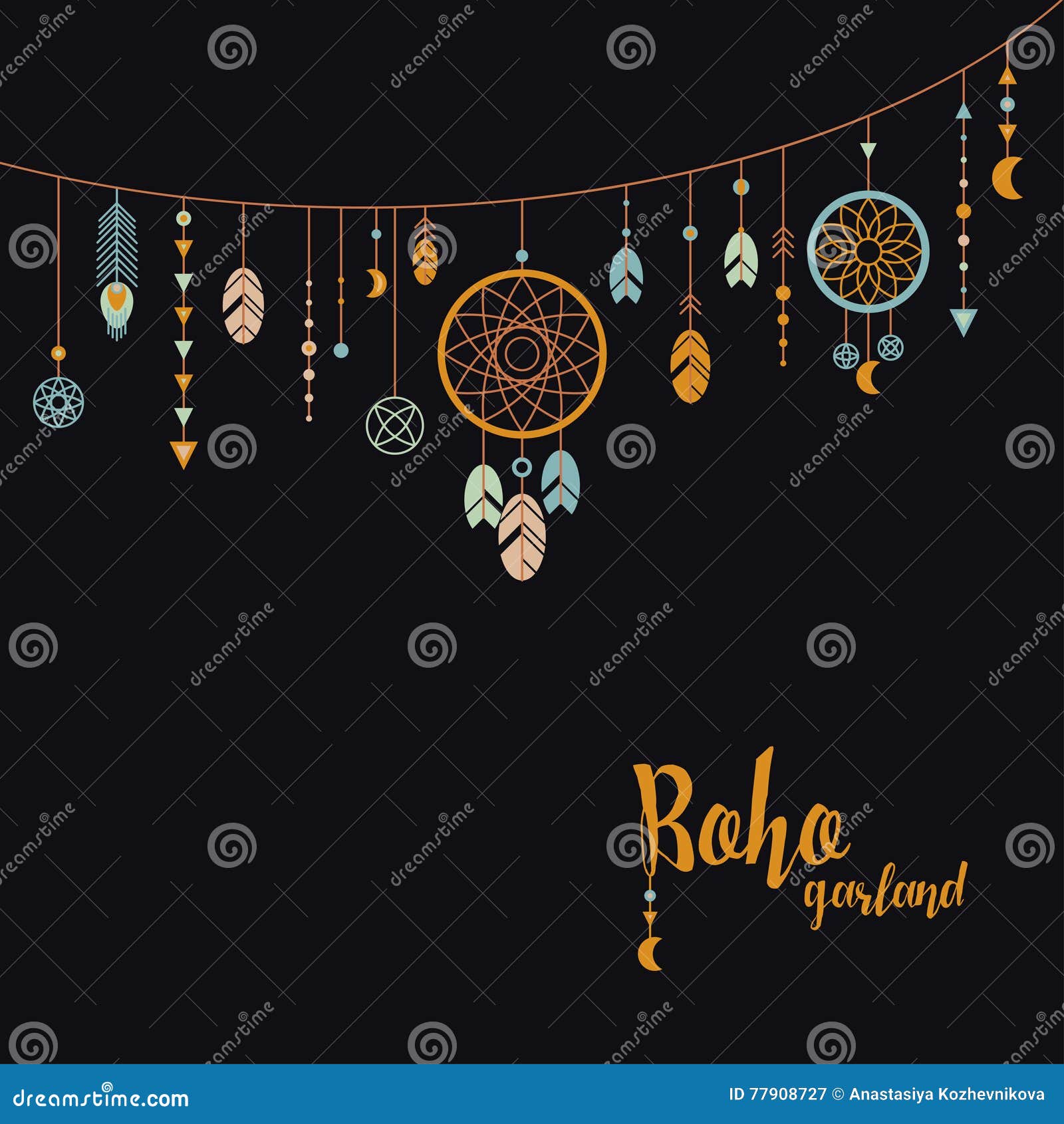 Boho Garland Stock Illustrations – 2,133 Boho Garland Stock ...