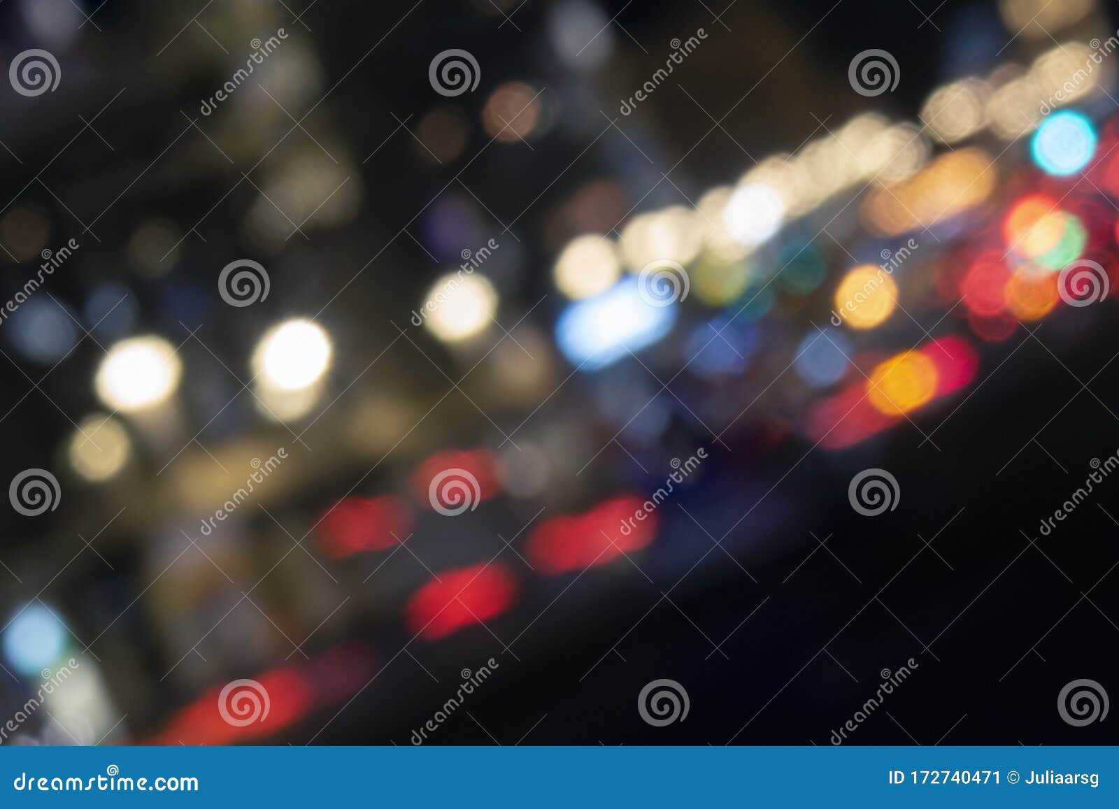 Black Background with Bright Blurred Night Traffic Lights. Diagonal ...