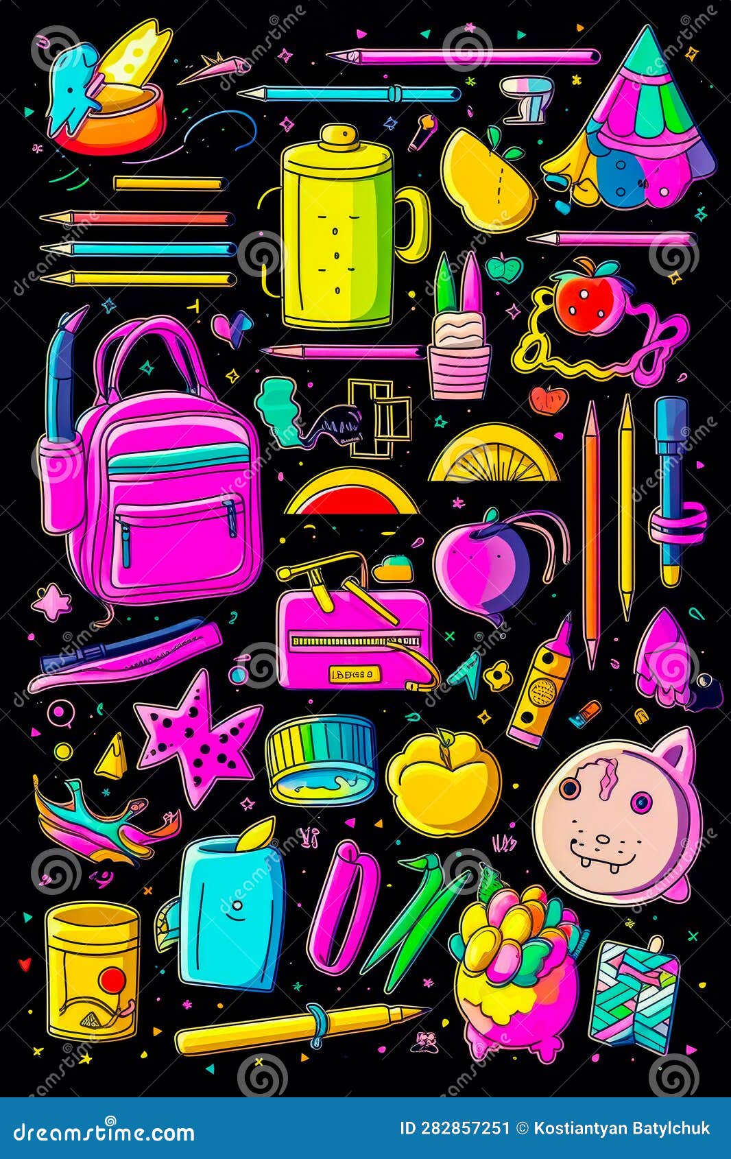 Black Background with Bunch of Different Items on it, Including ...