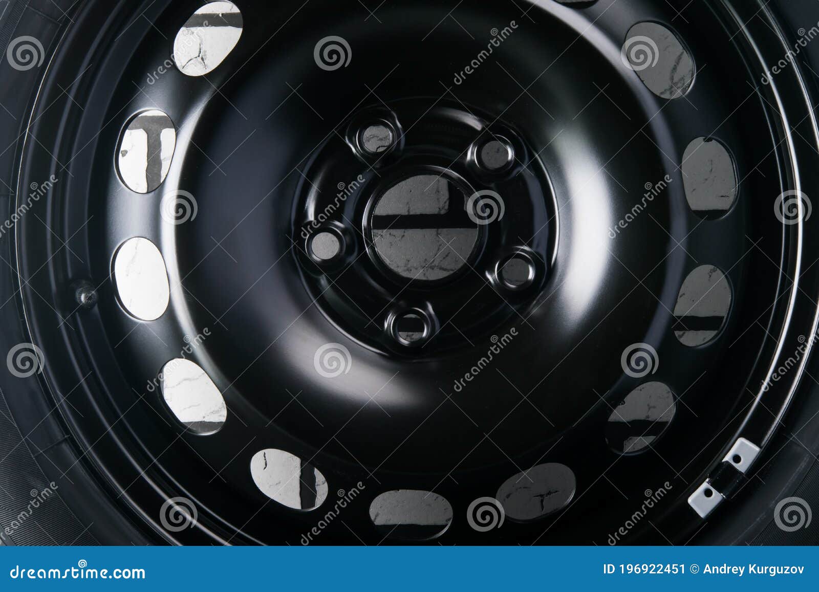 Black Background, Center of the Metal Disc of the Car Wheel Stock Image ...