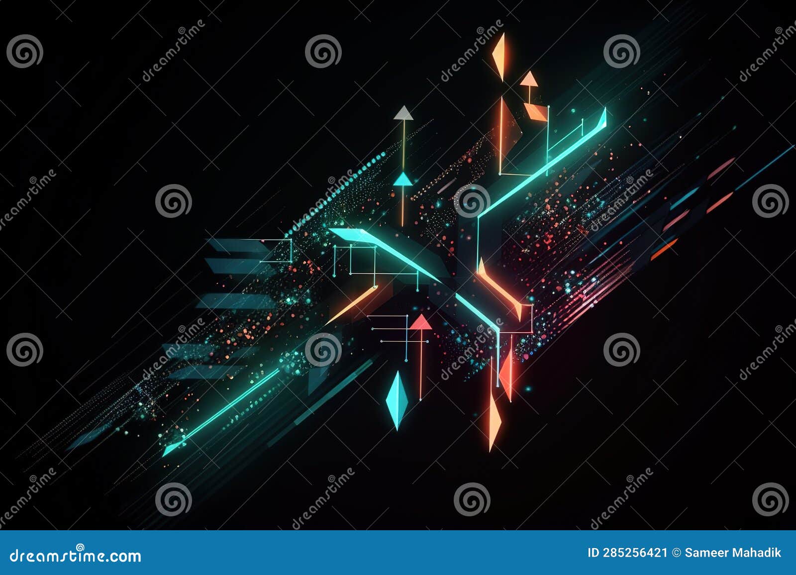 Black Background with Colourful Graphic Particles. Generative AI Stock ...