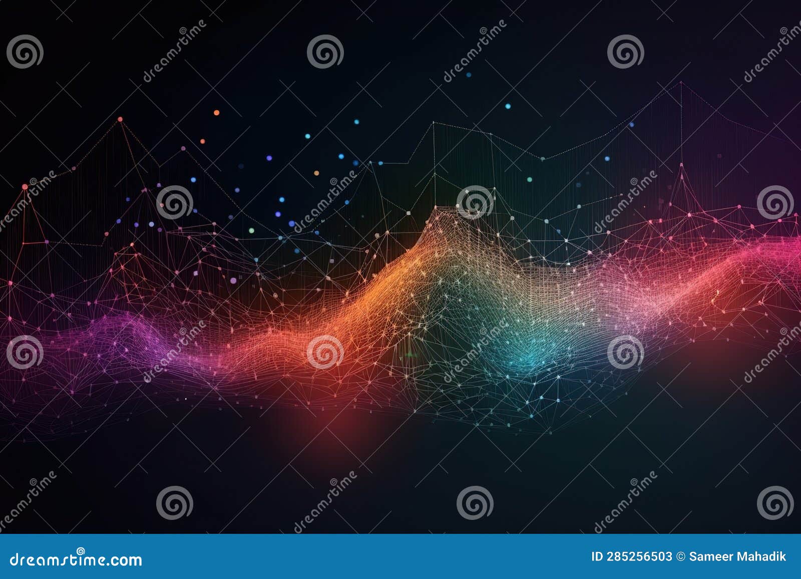 Black Background with Colourful Graphic Particles. Generative AI Stock ...