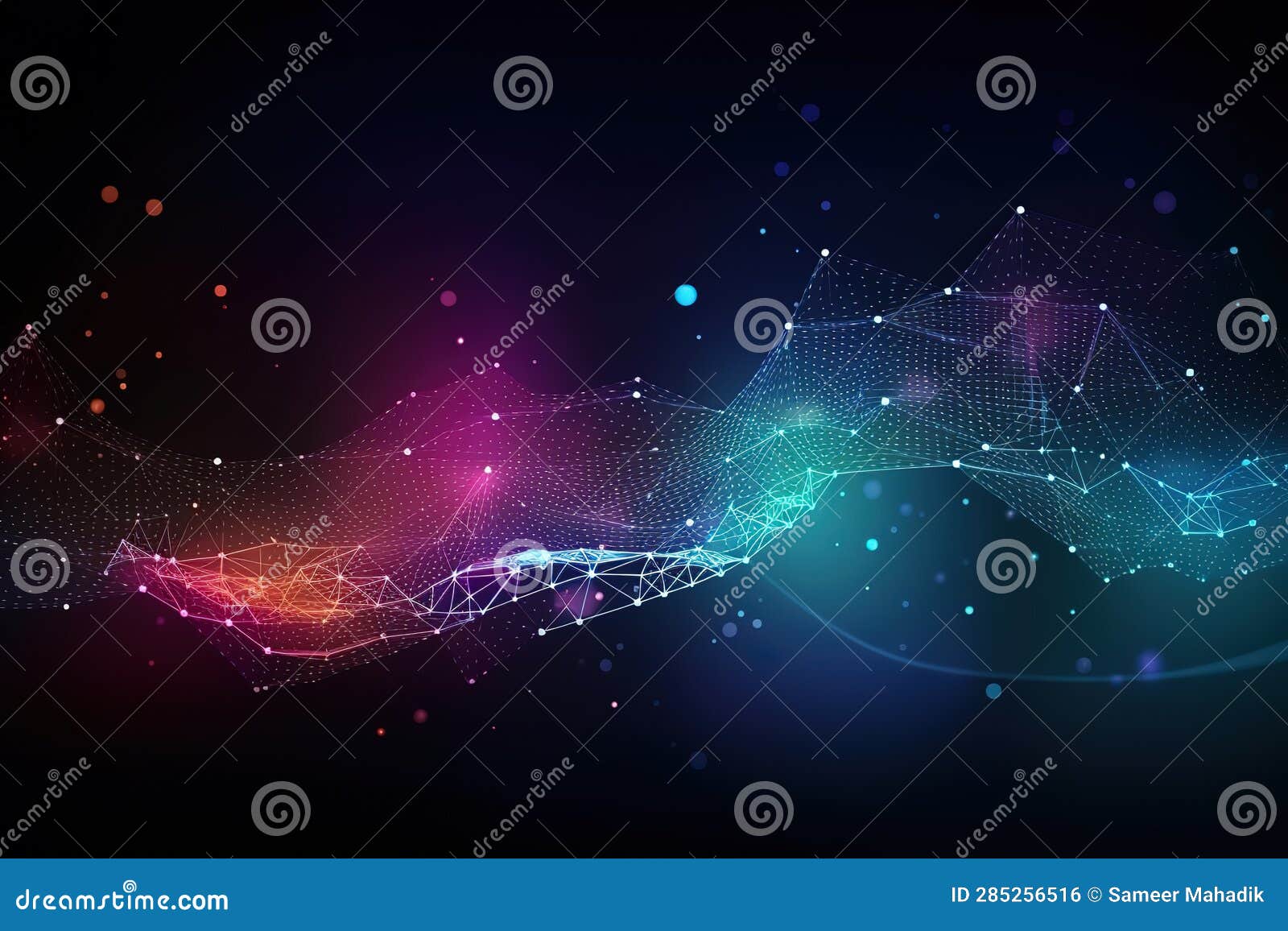 Black Background with Colourful Graphic Particles. Generative AI Stock ...