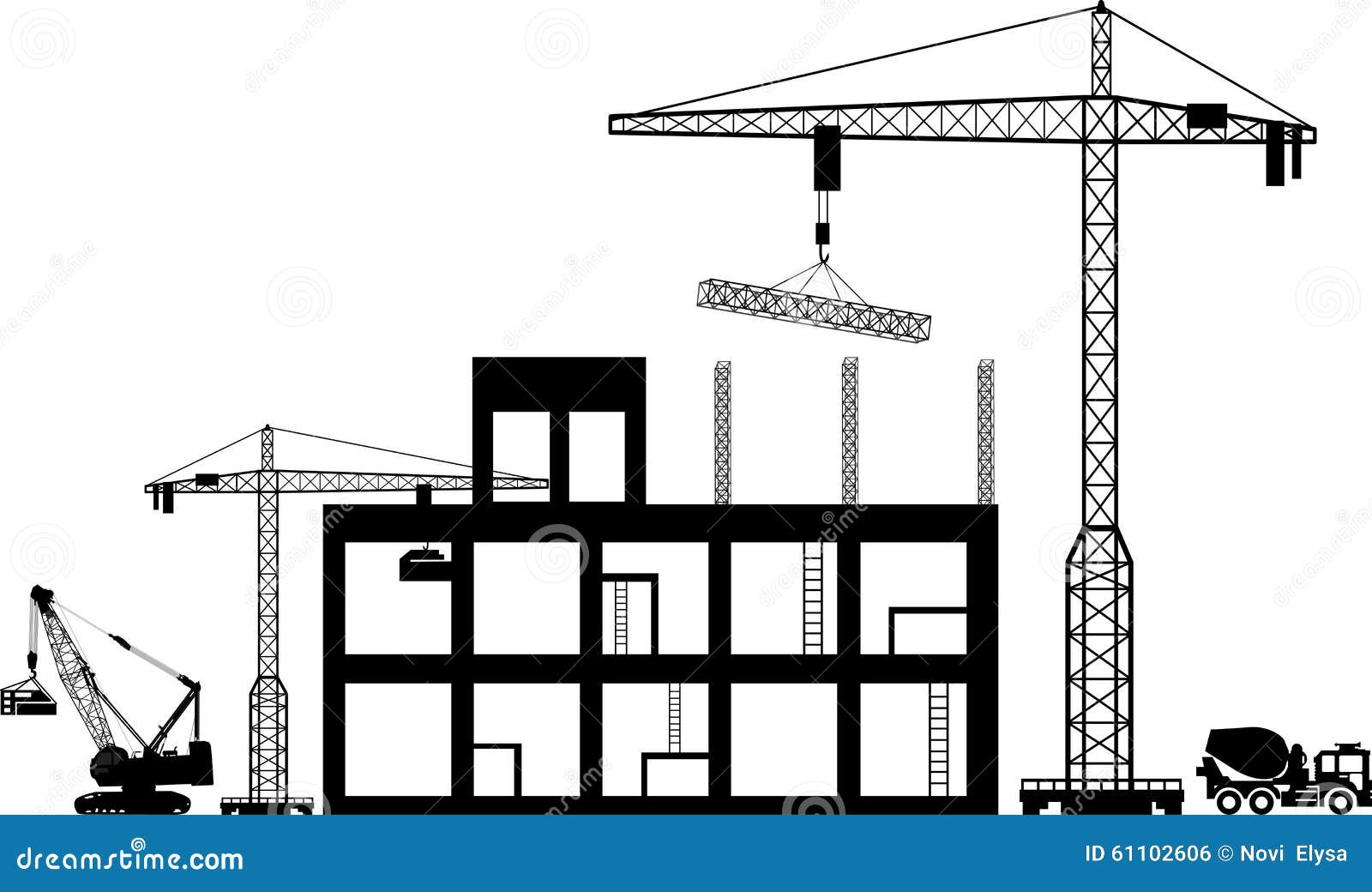 Black Background Construction Icons Set on Gray Stock Vector ...