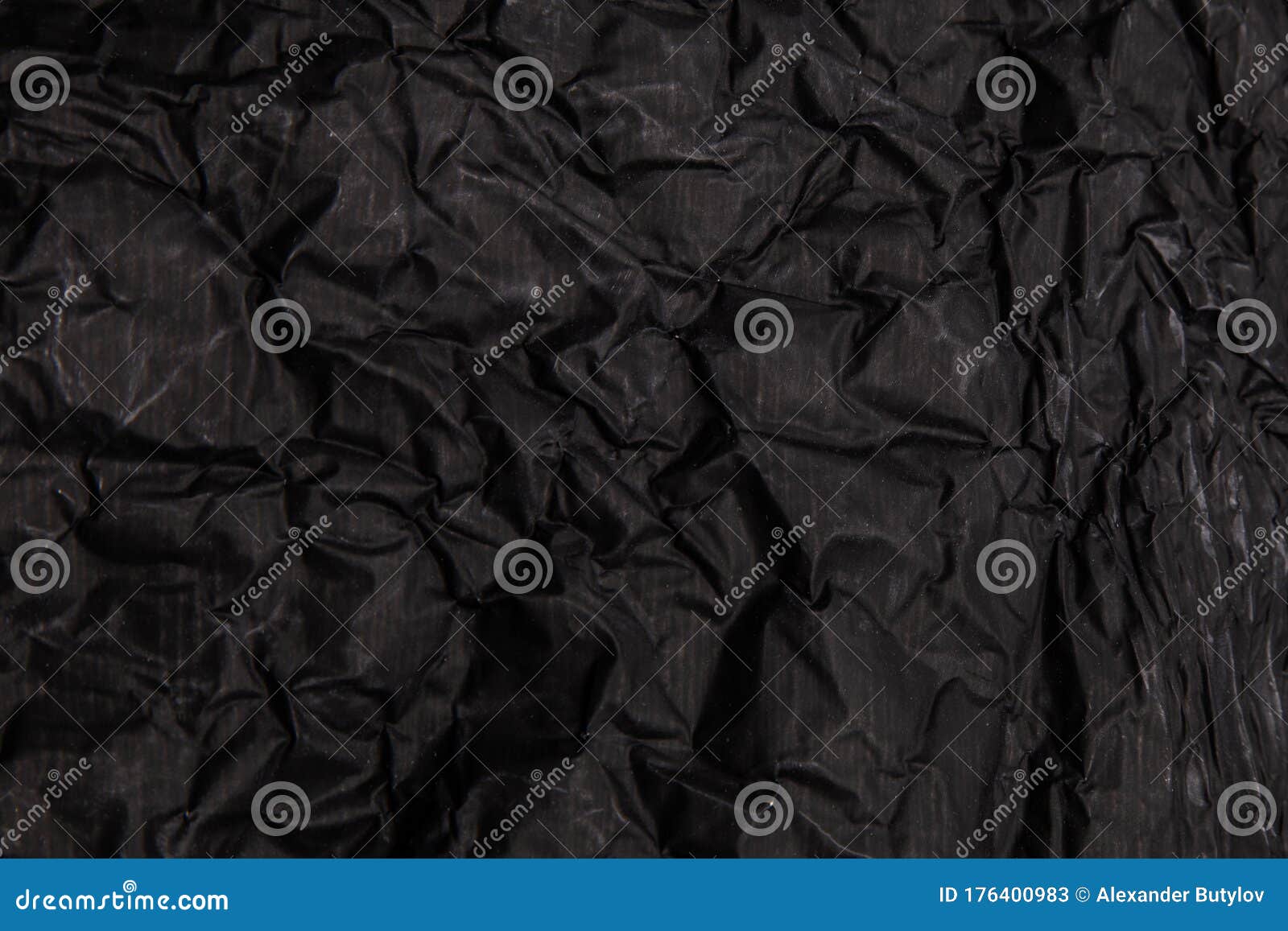 Black Background. a Crumpled Texture. Close-up Stock Image - Image of ...