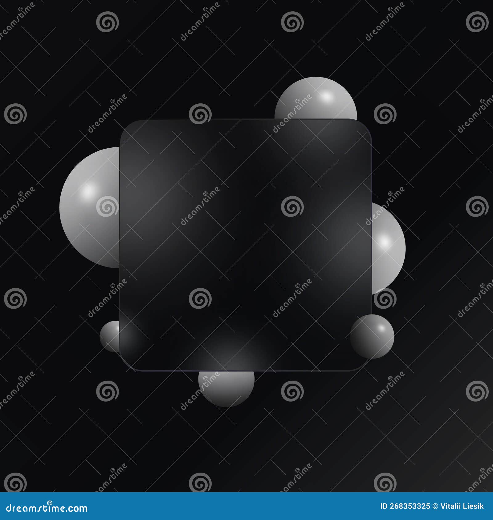 Black Background from 3d Spheres of Geometric Shapes with Glass ...