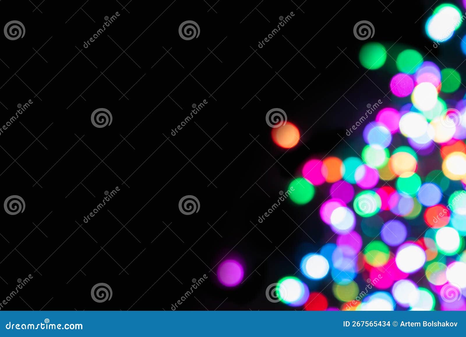 Black Background with Defocused Colored Lights on the Right Side with ...