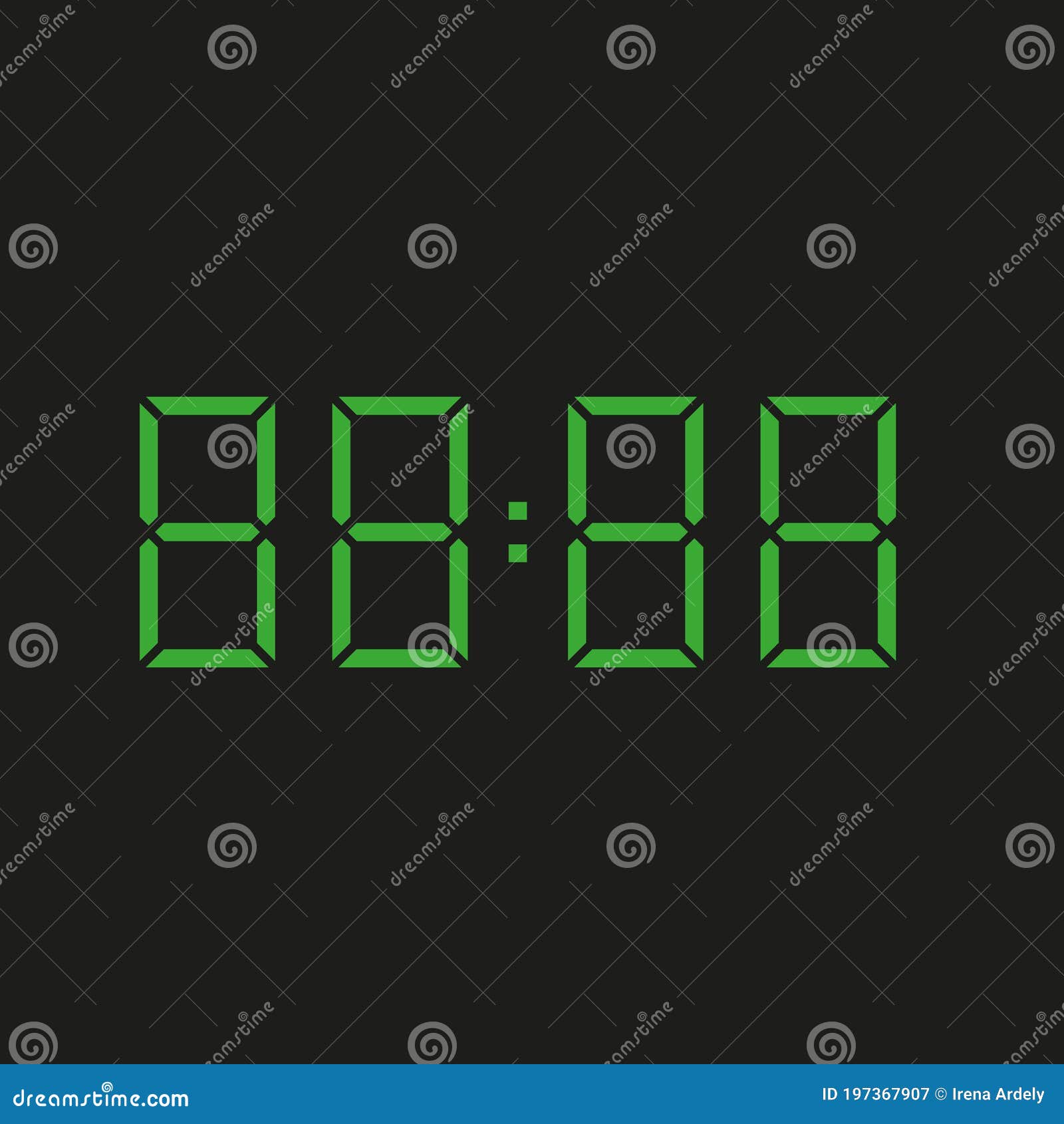 Black Background Electronic Clock with Four Green Numbers and Datum 88: ...