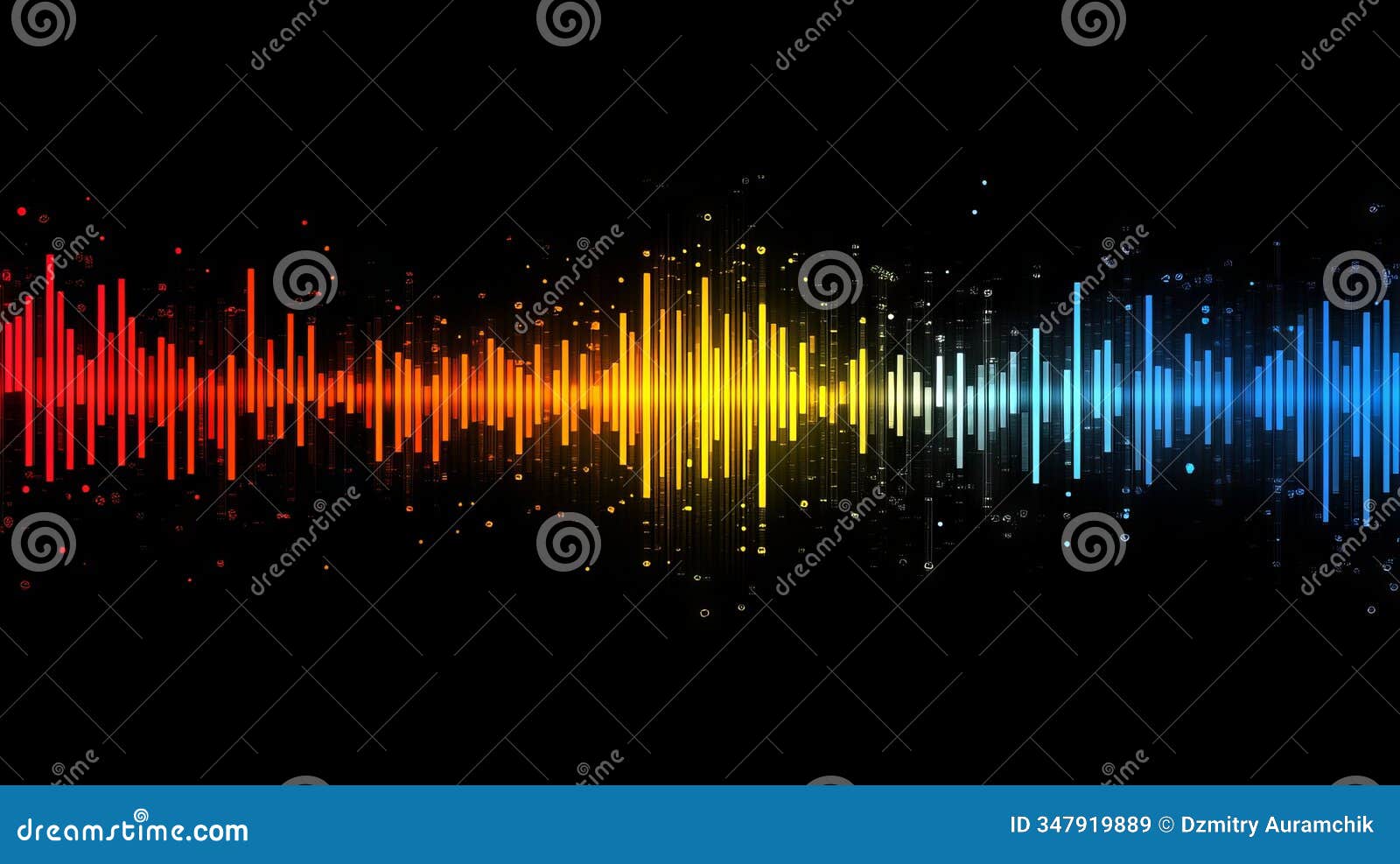 A Black Background Featuring an Abstract Digital Sound Wave Illuminated ...