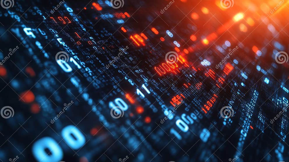 A Black Background Featuring White Binary Code Numbers Arranged in a Matrix, Designed for ...