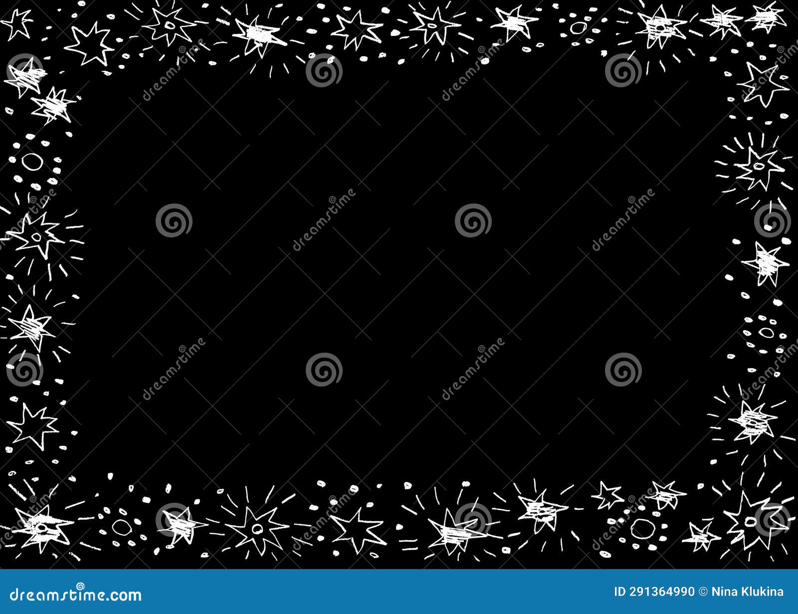 On a Black Background, a Frame of White Stars Stock Illustration ...