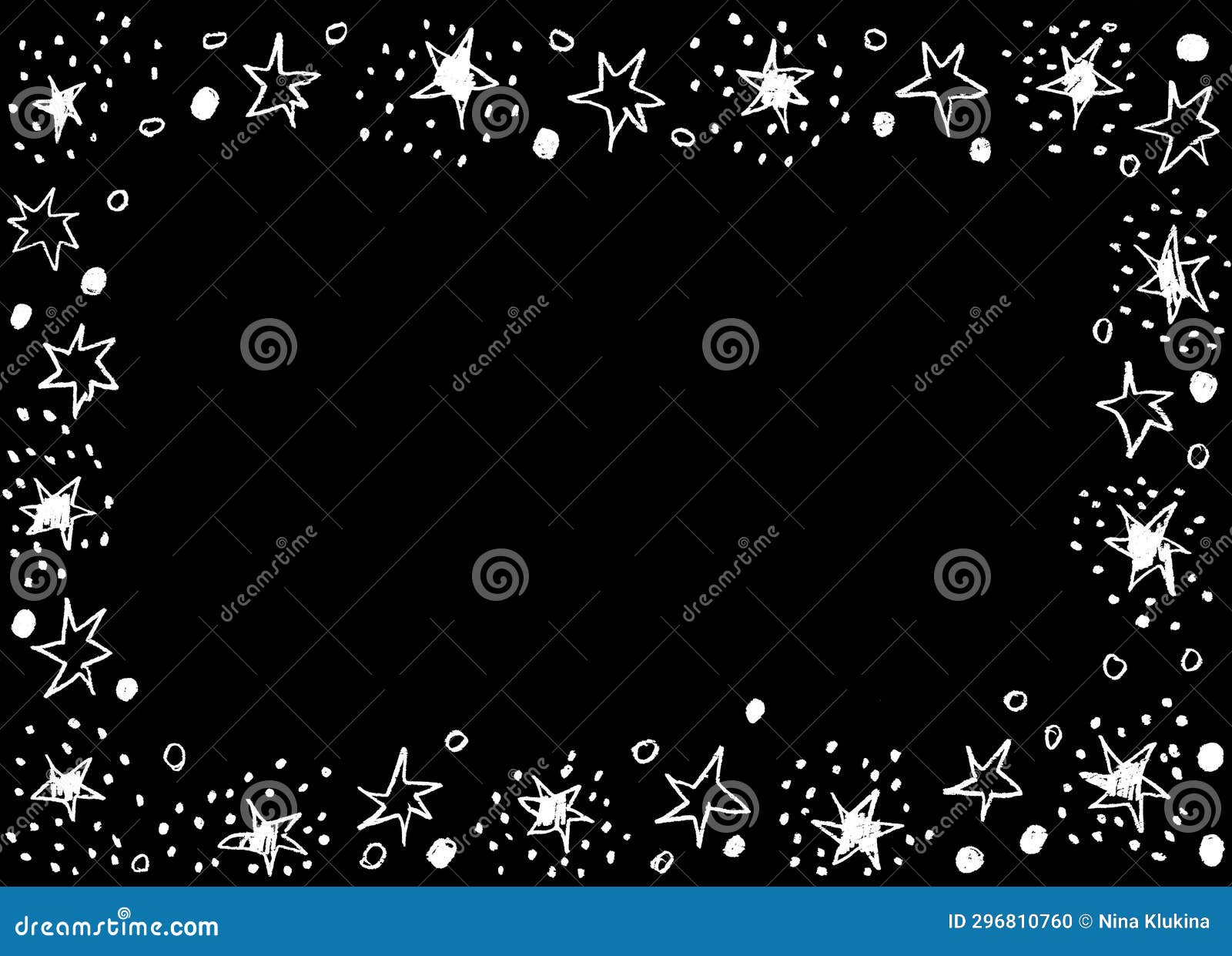 On a Black Background, a Frame of White Stars Stock Illustration ...