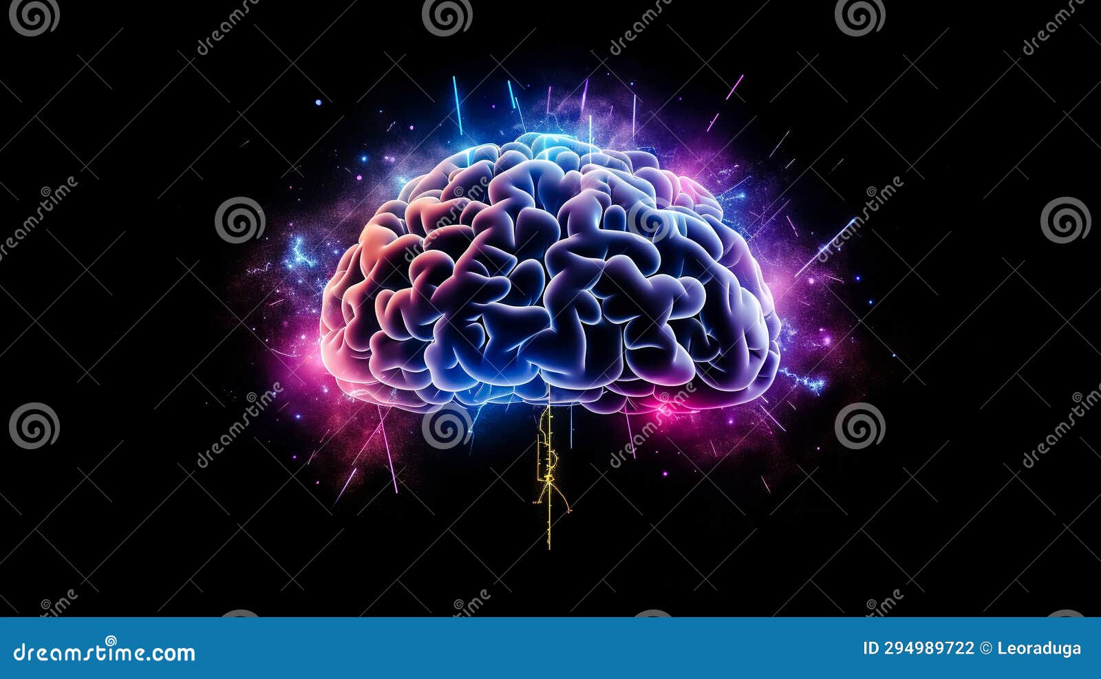 Black Background with a Galaxy Colored Brain with Colored Lighting ...